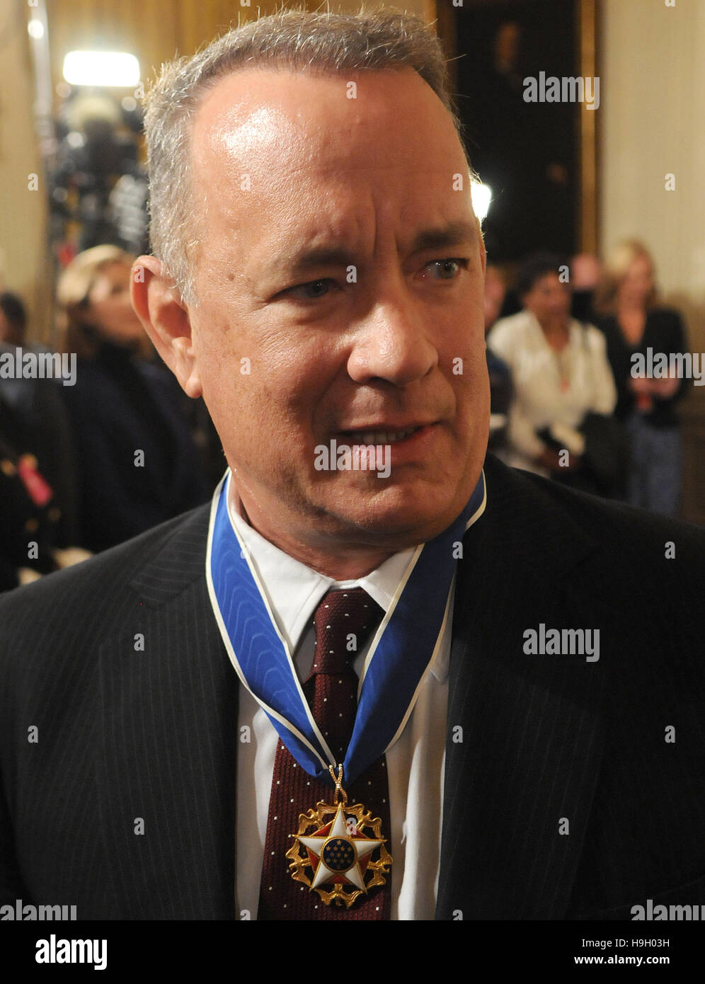 Washington, United States. 22nd Nov, 2016. Tom Hanks speaks to the ...