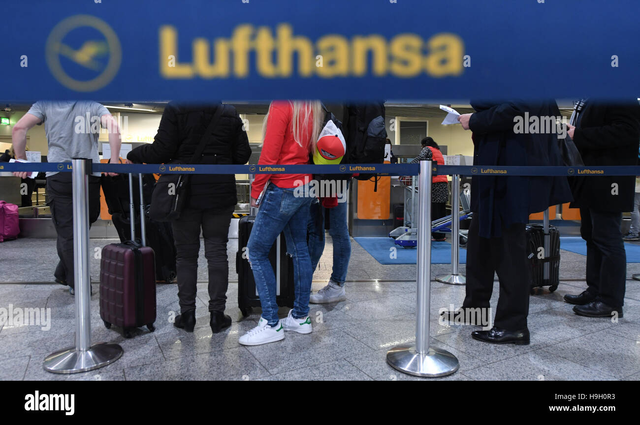 Travellers queueing at Lufthansa counters in Terminal 1 of the airport ...