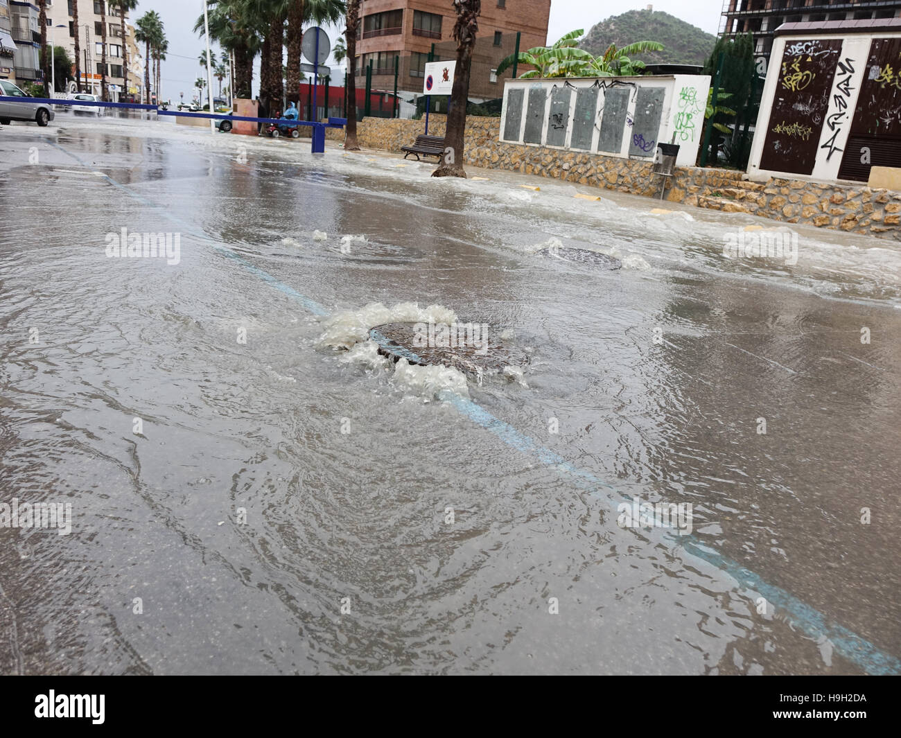 La Cala, Benidorm, Spain. 23rd November, 2016. Heavy rain floods the ...