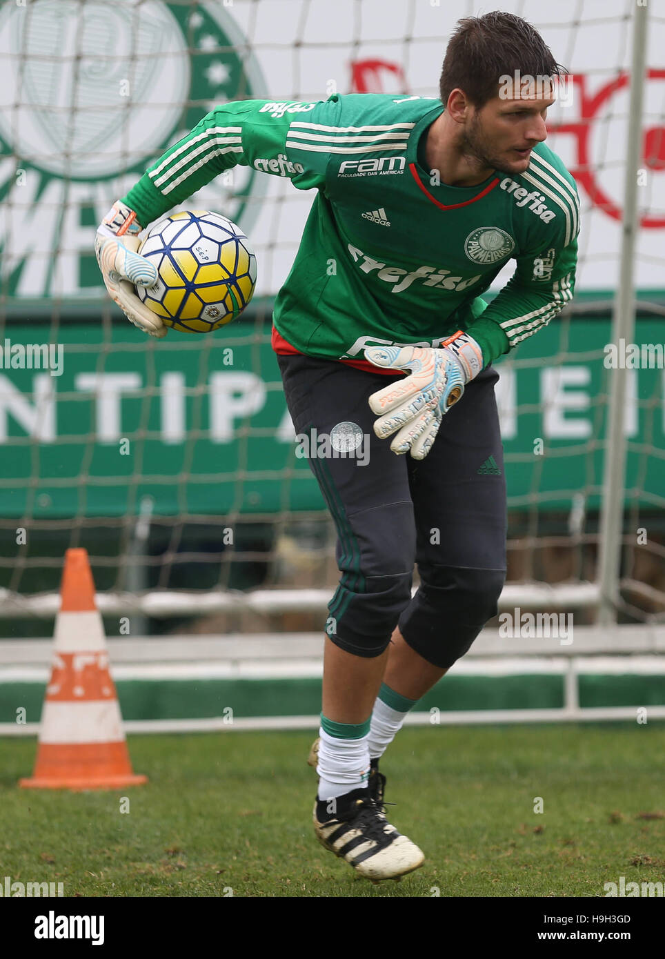 SÃO PAULO, SP - 23.11.2016: TREINO DO PALMEIRAS - Goalkeeper Vagner ...
