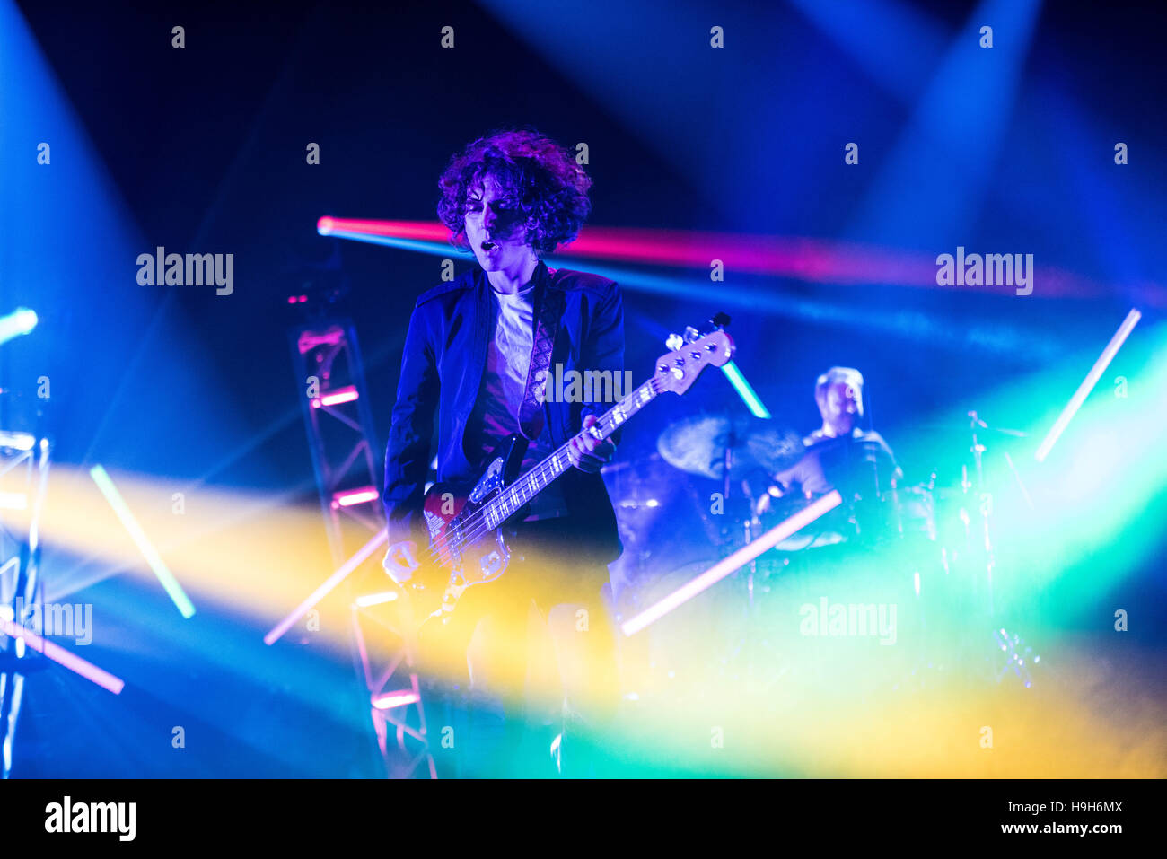 London, UK. 23rd Nov, 2016. Jordan Lawlor of M83 perform onstage at ...