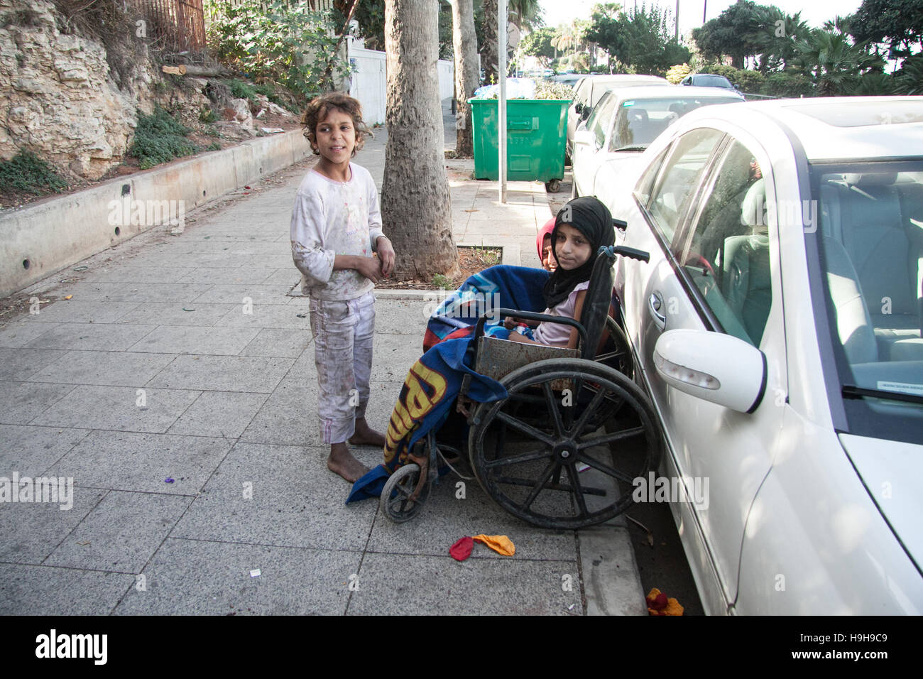 Beirut Lebanon. 24th November 2016. A young homeless refugee family ...