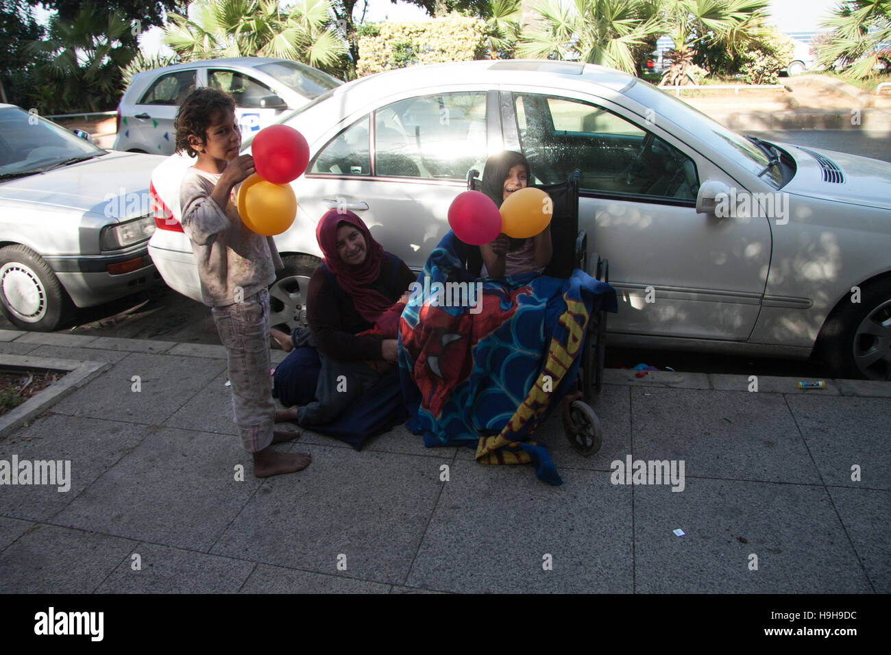 Beirut Lebanon. 24th November 2016. A young homeless refugee family ...