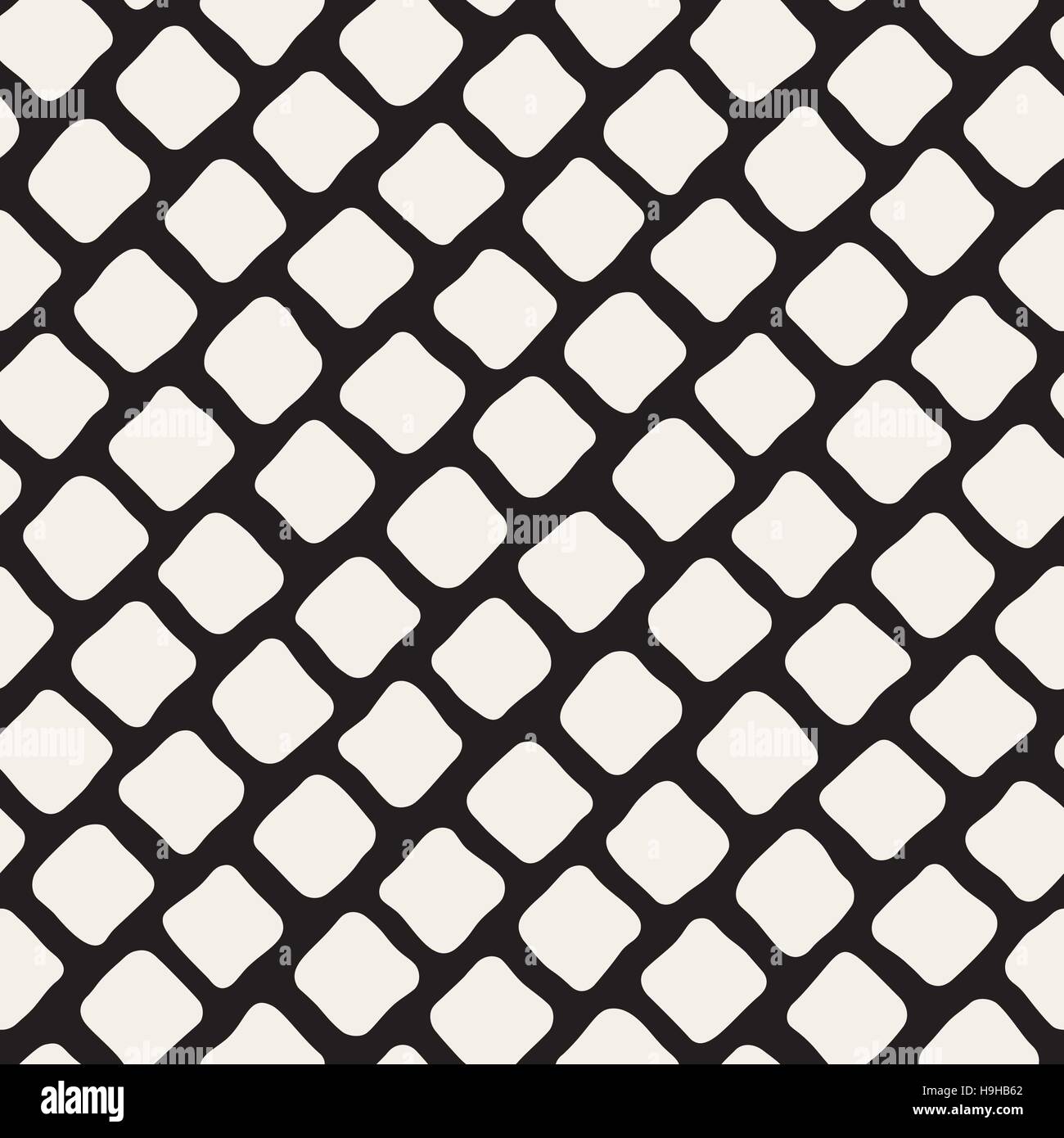 Vector Seamless Black and White Hand Drawn Rhombus Pavement Pattern ...