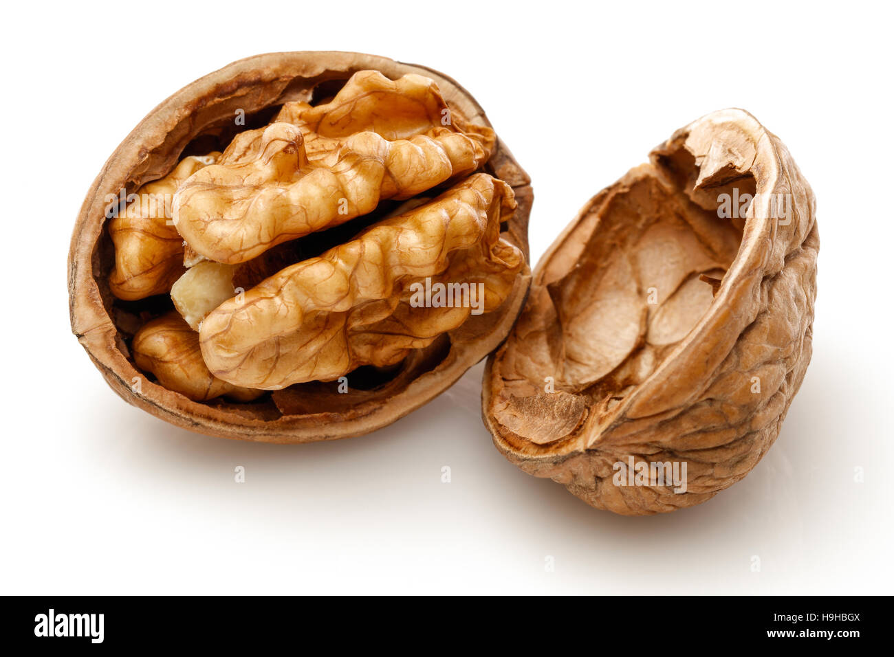 Half walnut kernel. Isolated on a white background Stock Photo - Alamy