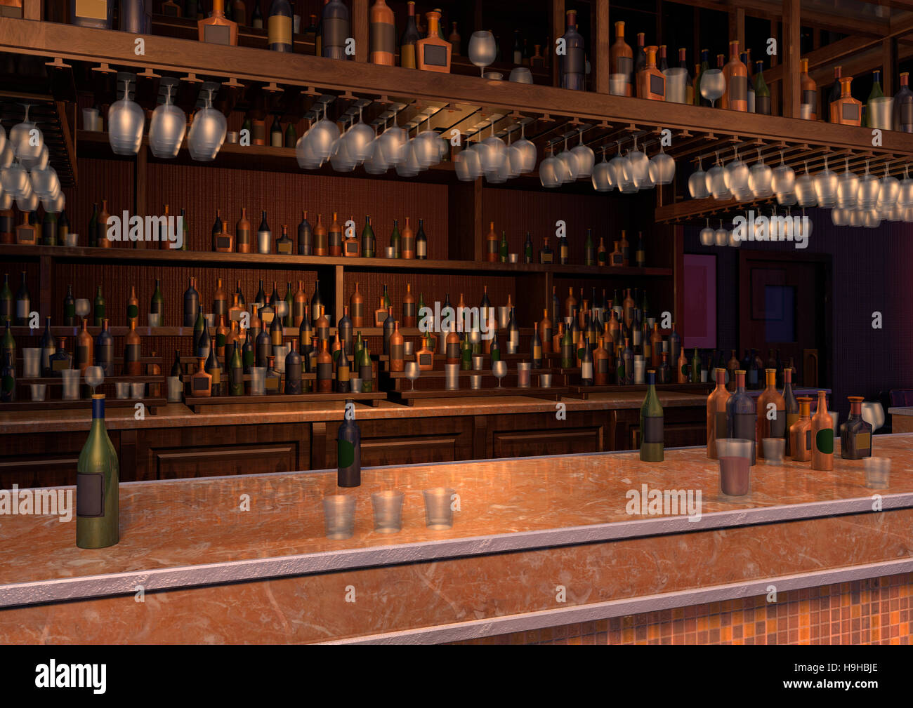 3D rendering of a luxury night lounge bar Stock Photo - Alamy