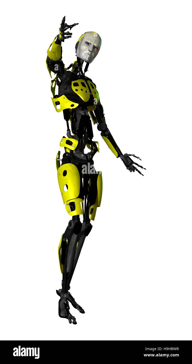3D rendering of a robot isolated on white background Stock Photo - Alamy