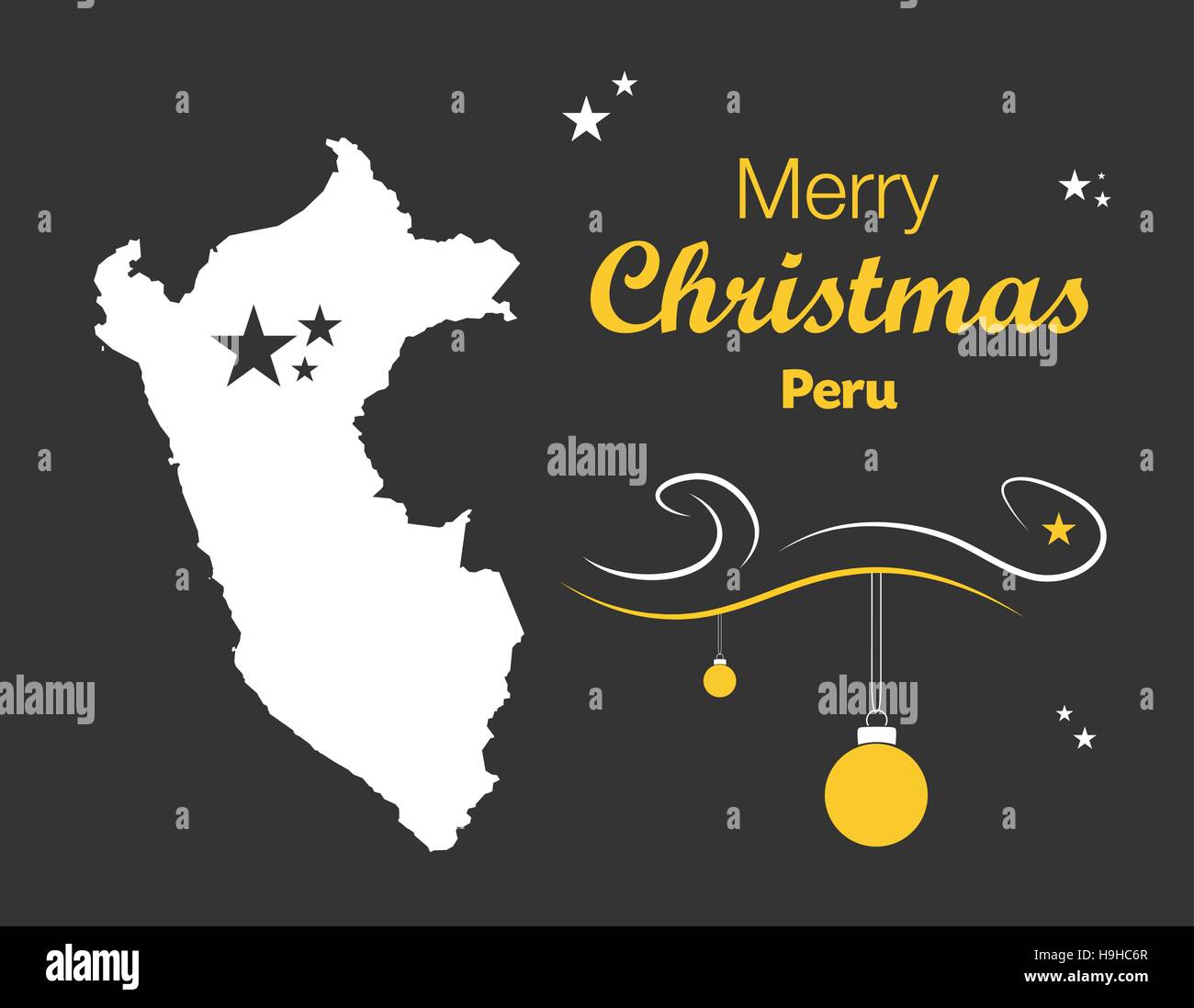 Merry Christmas illustration theme with map of Peru Stock Vector Image ...