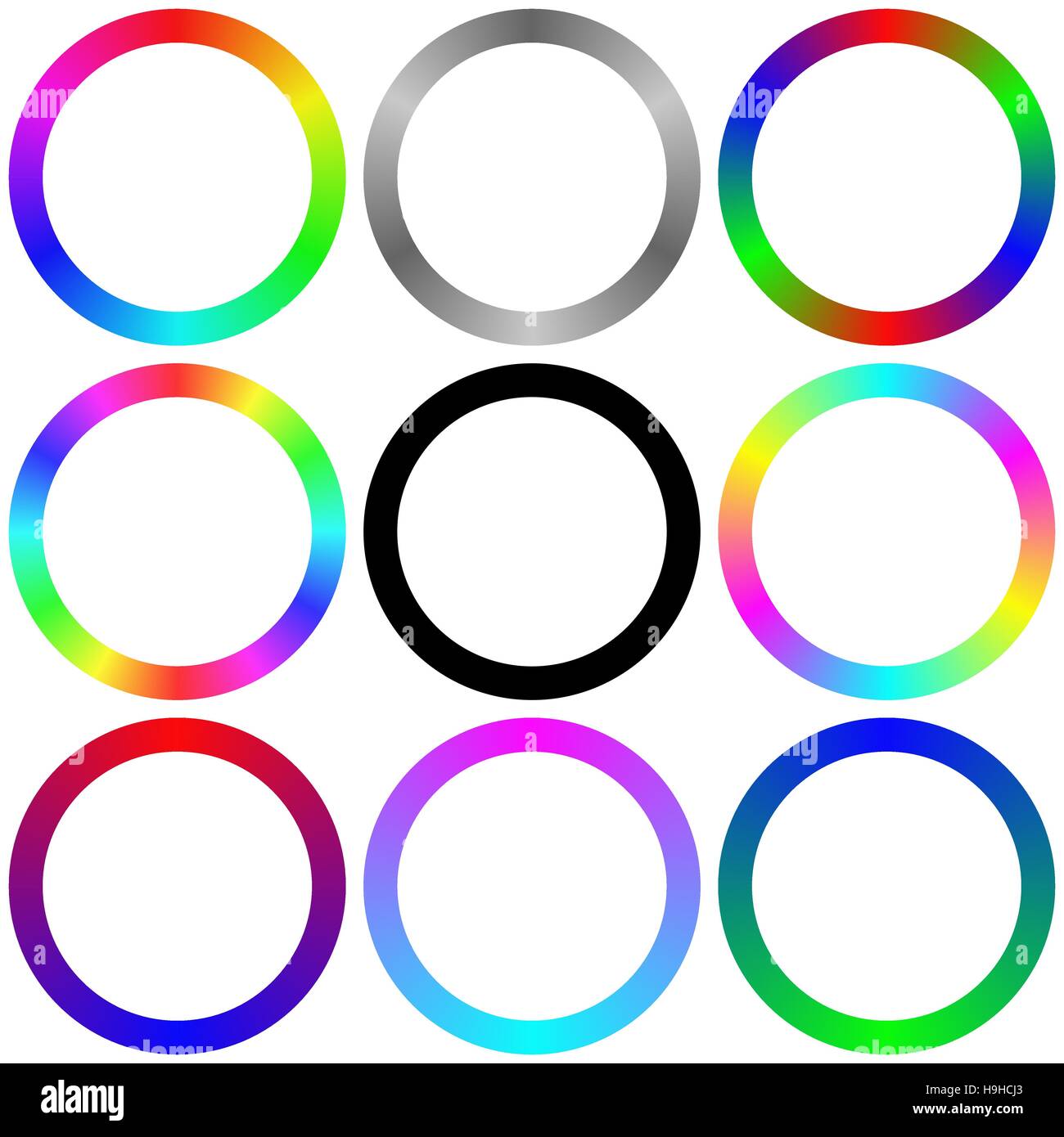 Isolated gradient rainbow circle color palette set Stock Vector Image ...