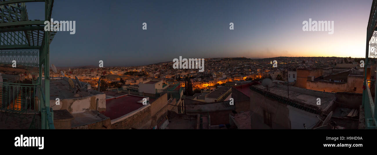Panoramic view over Fés, Morocco at dusk Stock Photo - Alamy