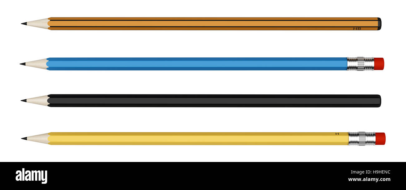Four pencils on white hi-res stock photography and images - Alamy