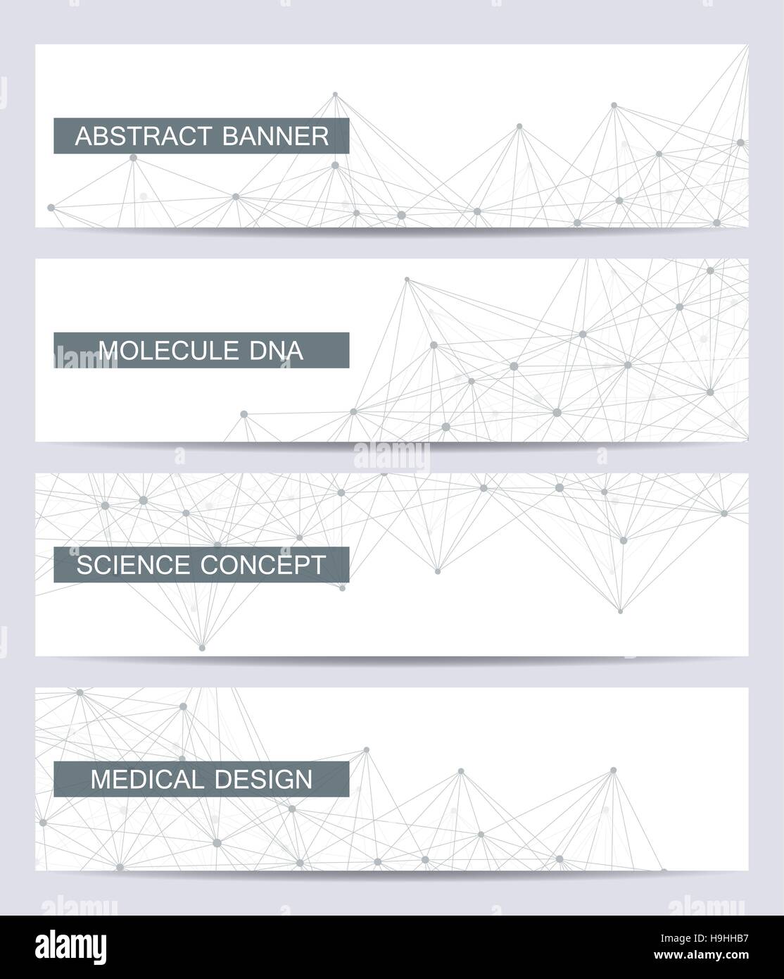 Set of modern scientific banners. Molecule structure DNA and neurons ...