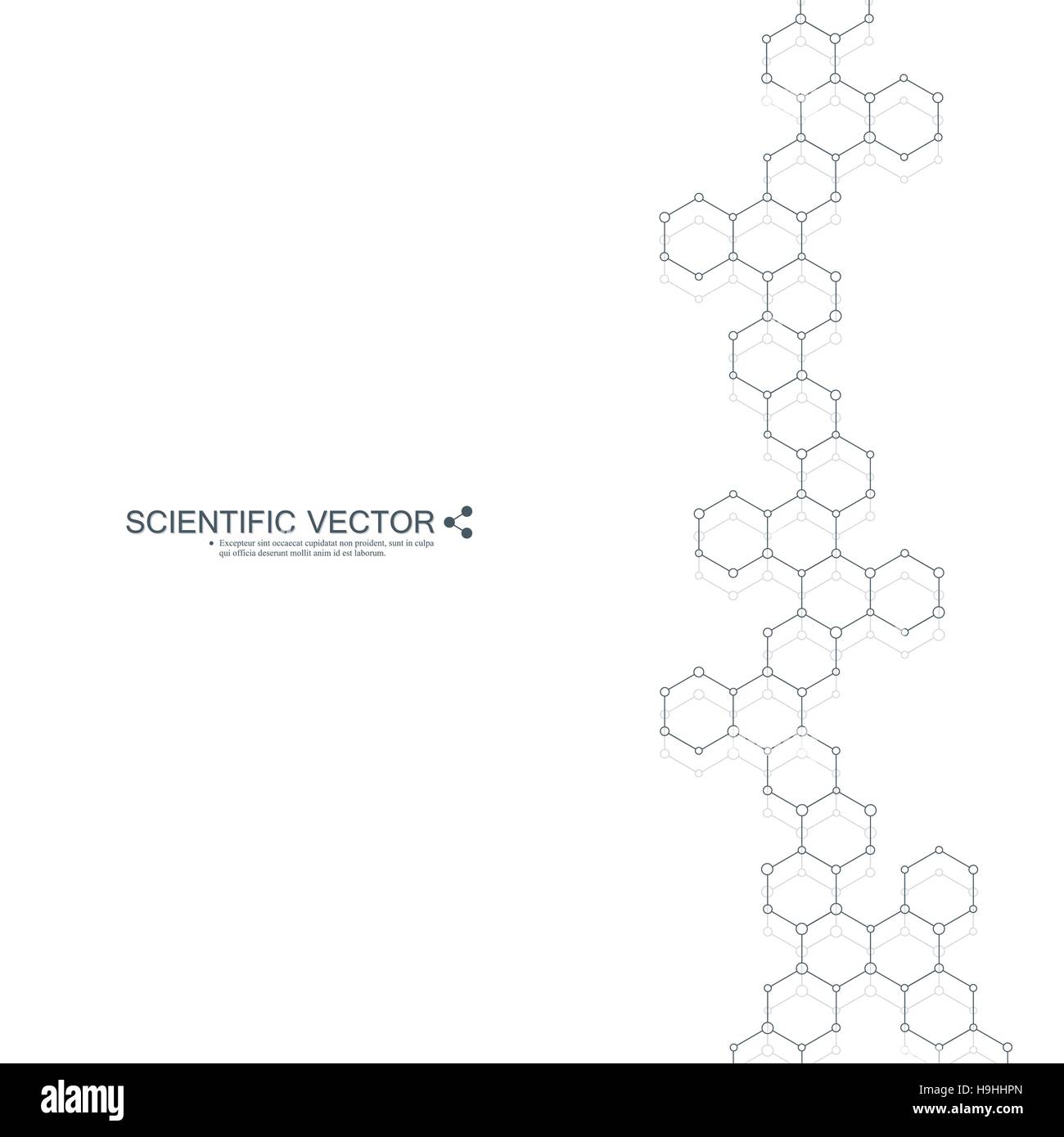 Structure molecule of DNA and neurons. Structural atom. Chemical ...