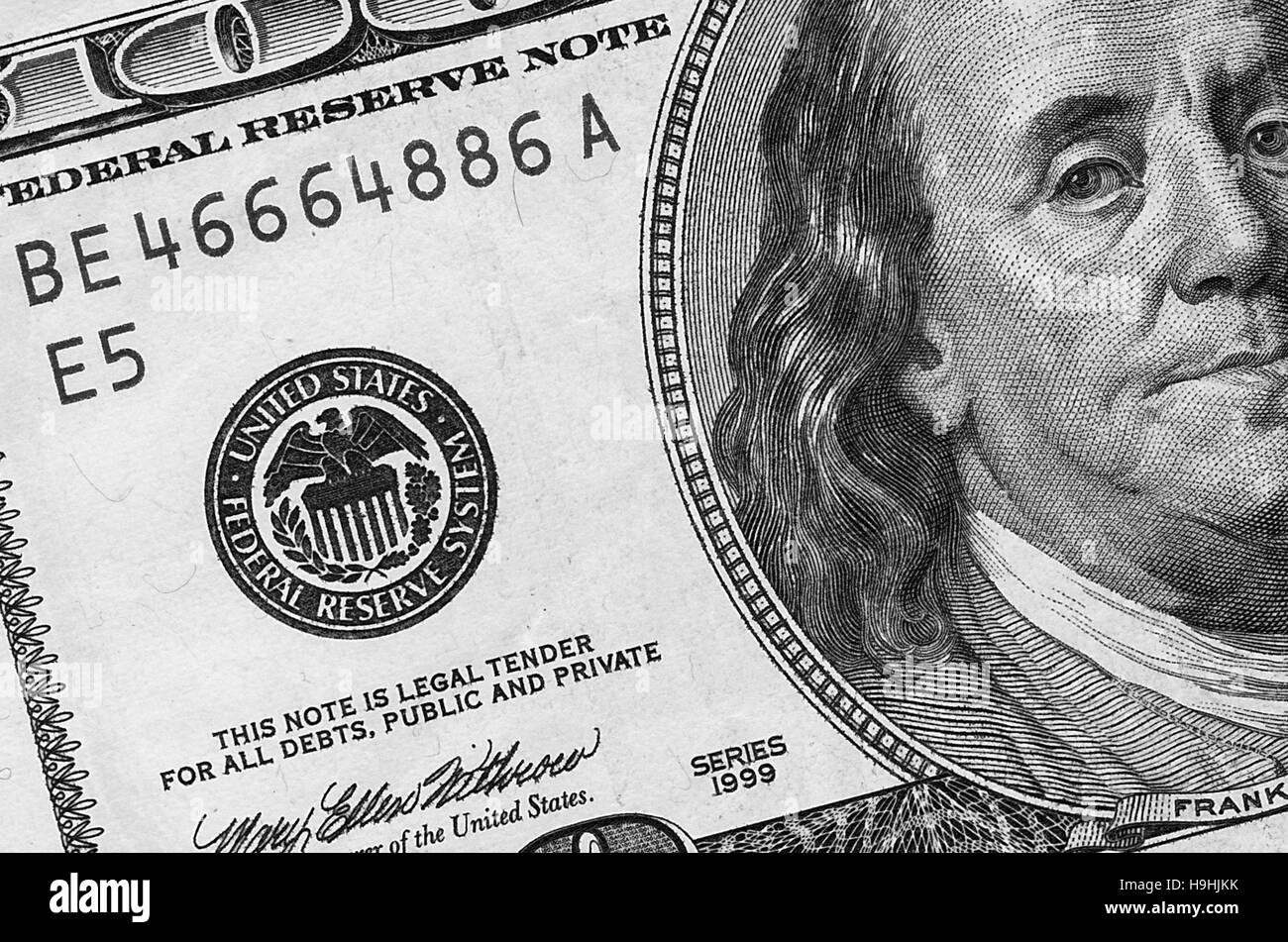 Stack one hundred dollar bills Black and White Stock Photos & Images ...