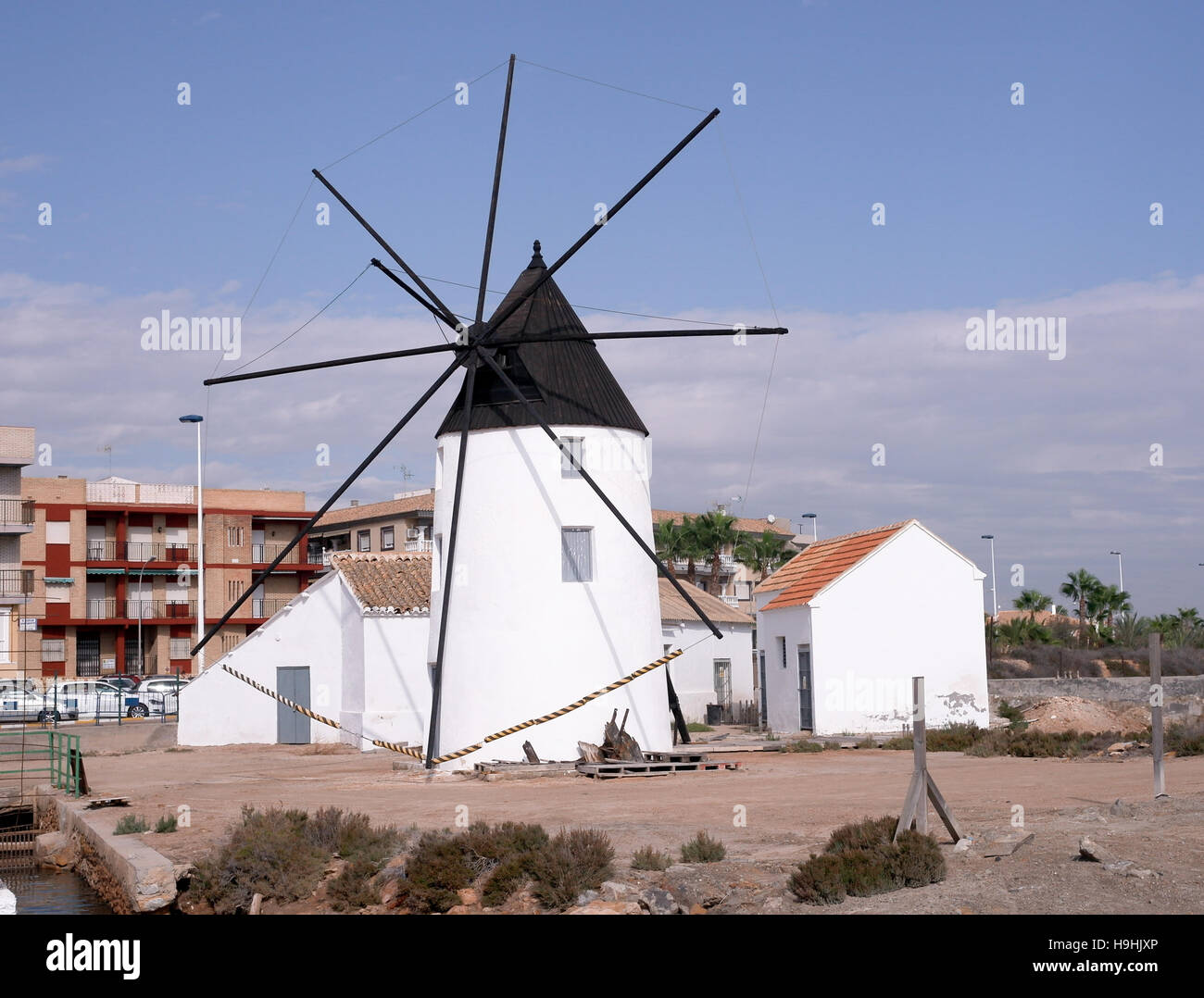 Windmill restored at Lo Pagan, Spain Stock Photo - Alamy