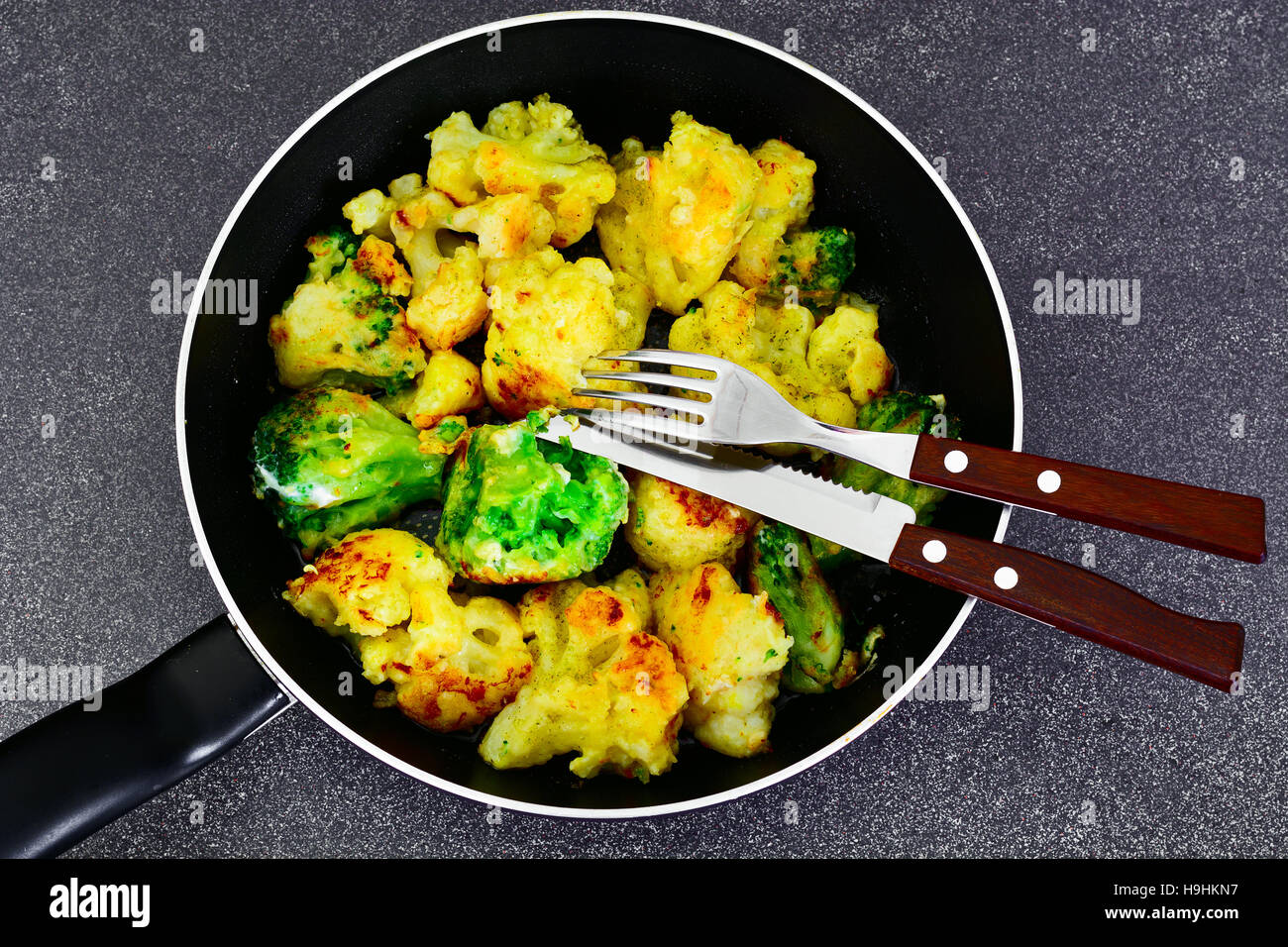 Food without Meat: Cauliflower and Broccoli, Fried in Batter. Studio ...
