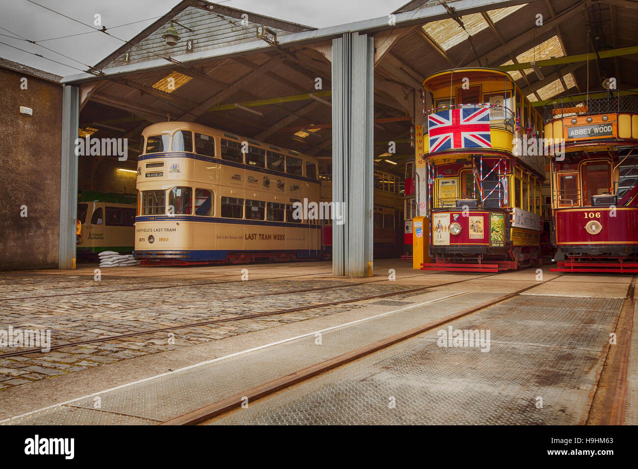 Trams at Crich Tram Museum Derbyshire, England Stock Photo - Alamy