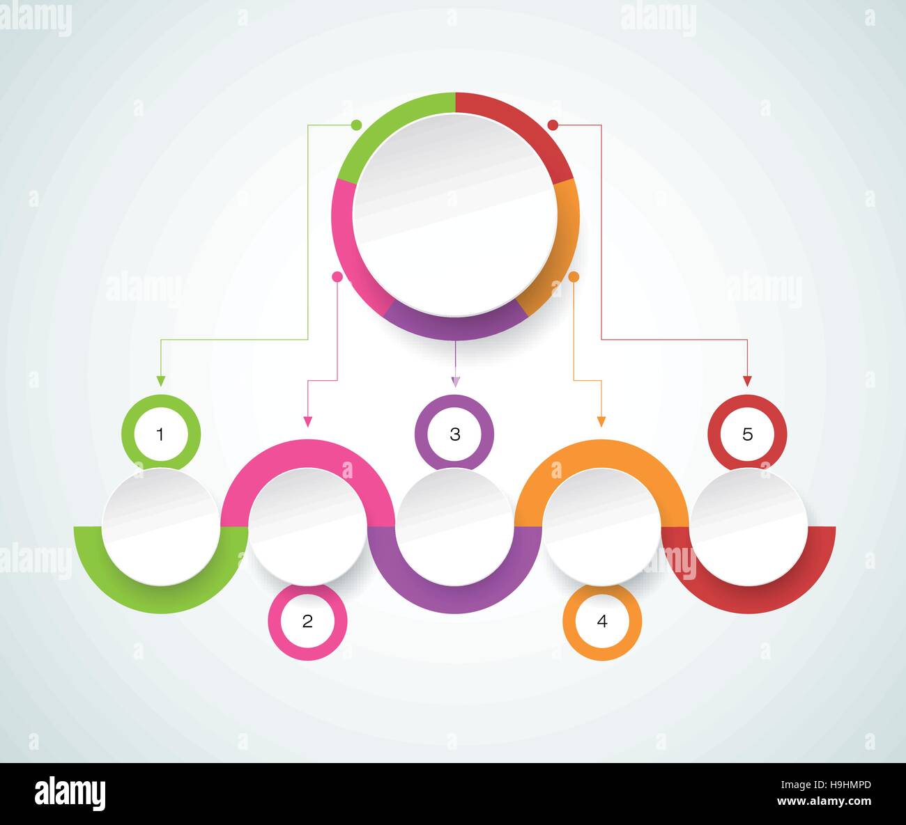 Vector infographic template with 3D paper label, integrated circles ...