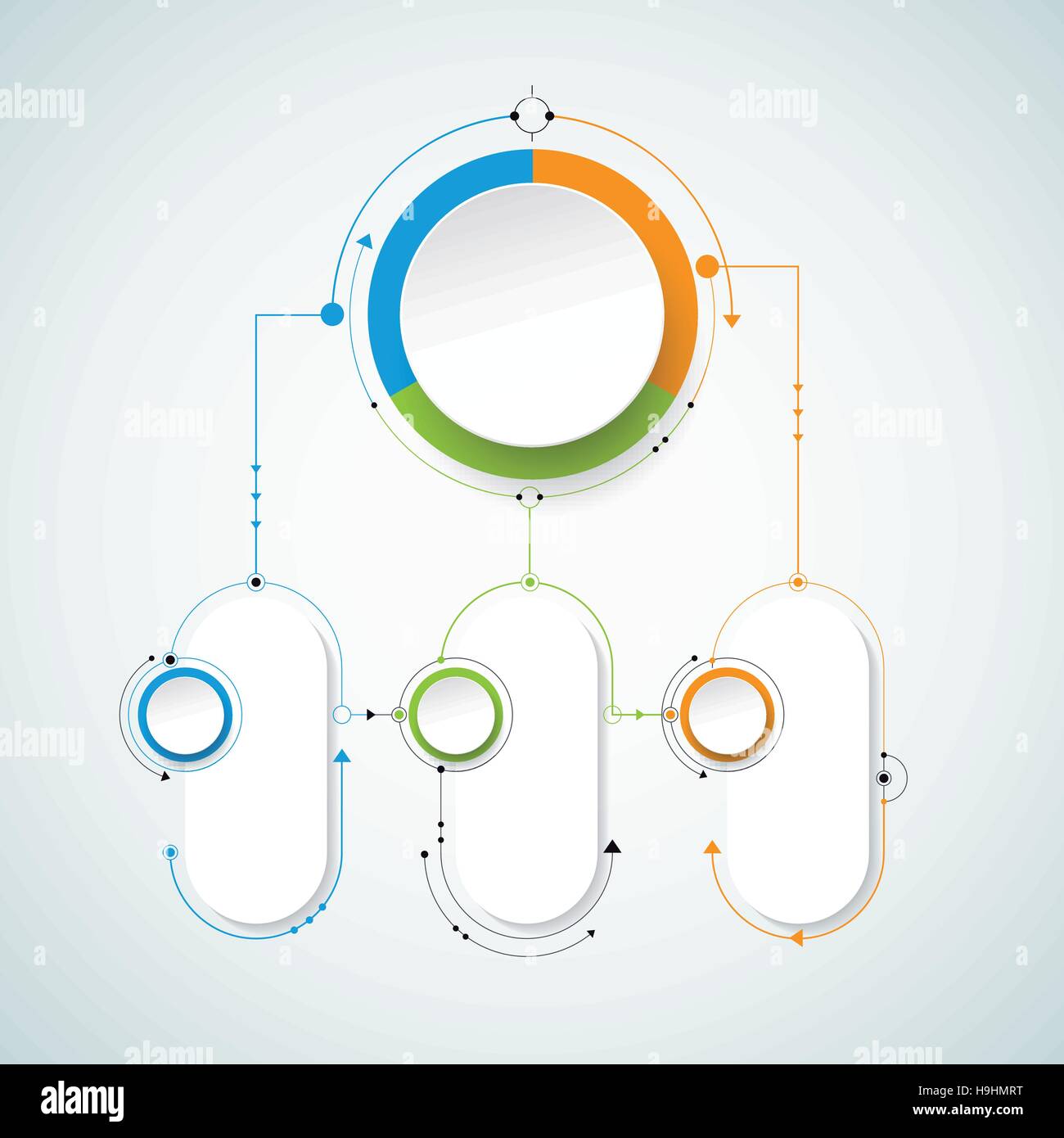 Vector infographic template with 3D paper label, integrated circles ...