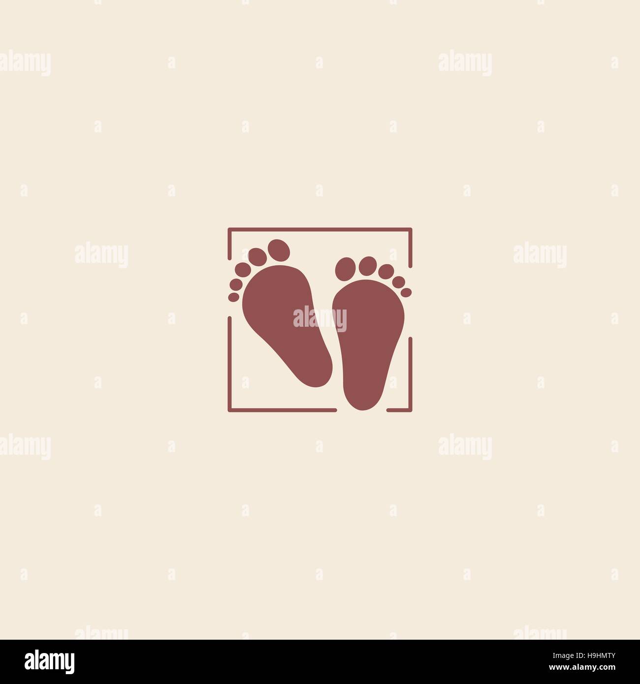 Child pair of footprints icon. Toddler barefoot symbol. Colored flat ...