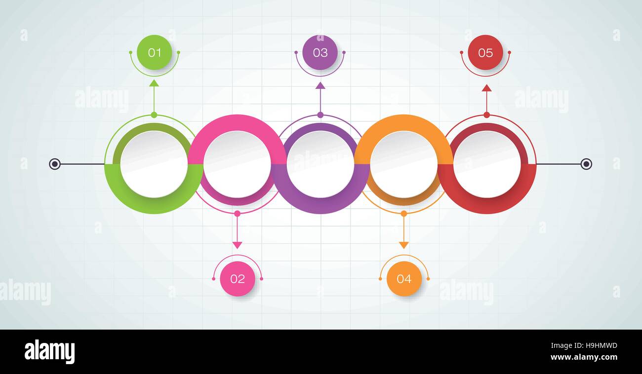 Vector infographic template with 3D paper label, integrated circles ...