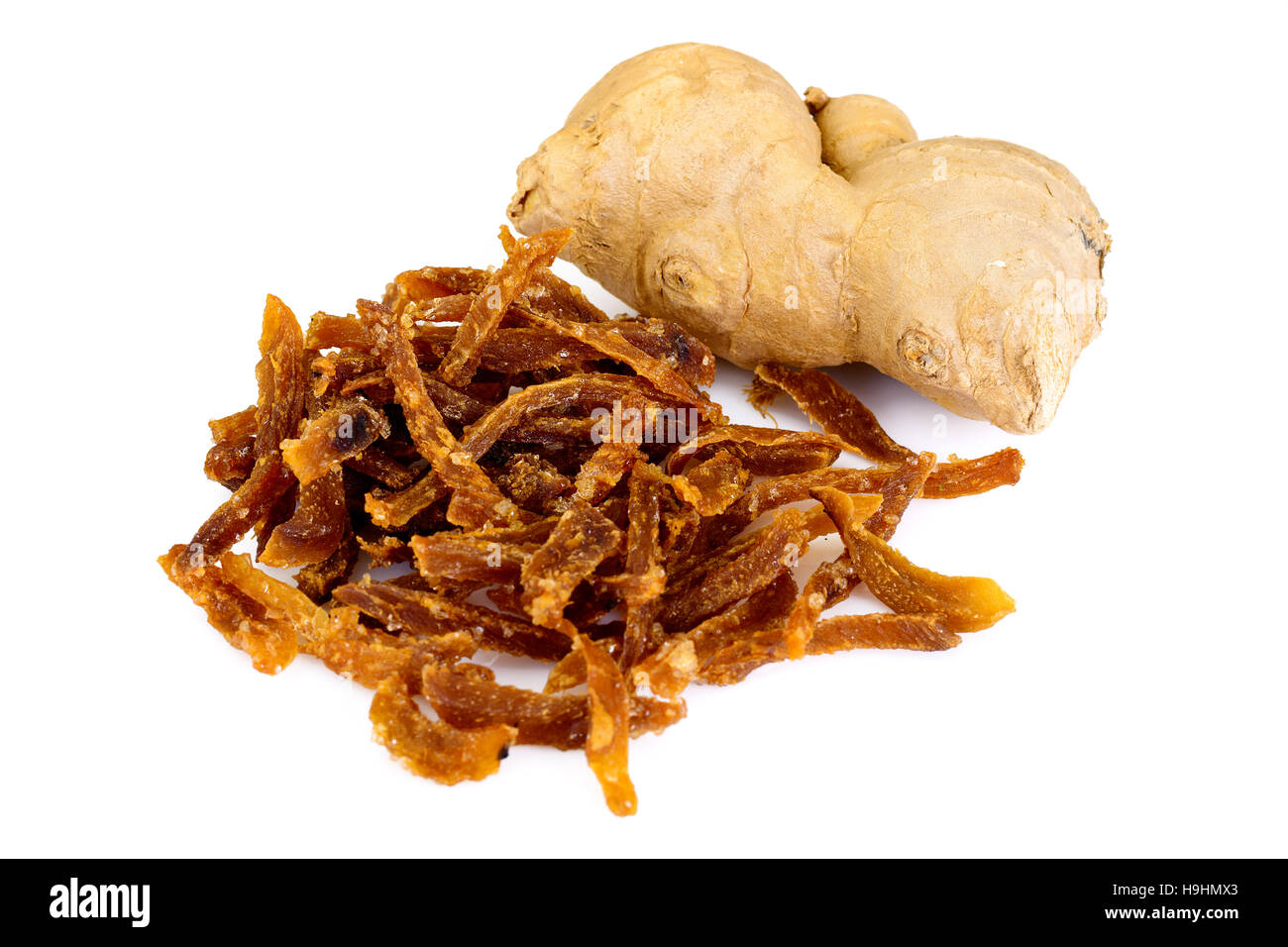 Fresh ginger, sun-dried, candied Isolated on Background. Studio Photo ...