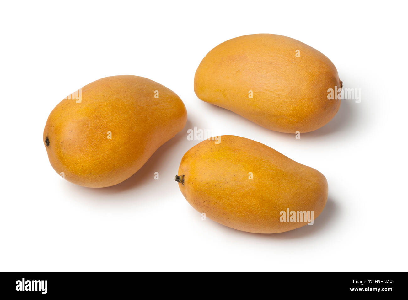 Fresh ripe yellow mangos on white background Stock Photo - Alamy