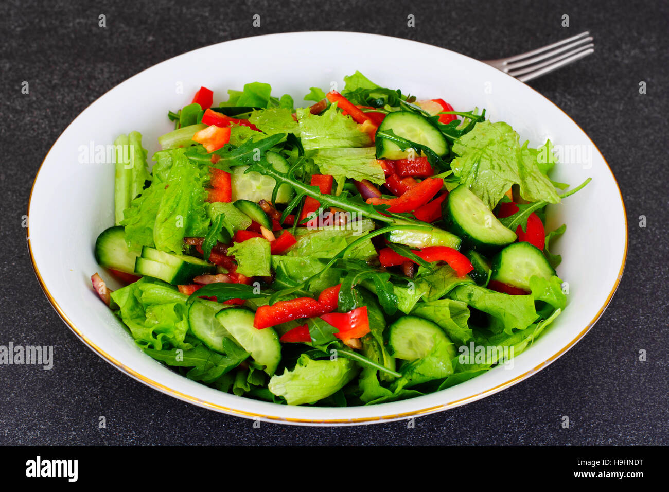 Lettuce with Arugula Cucumber sweet pepper red onion and balsamic ...