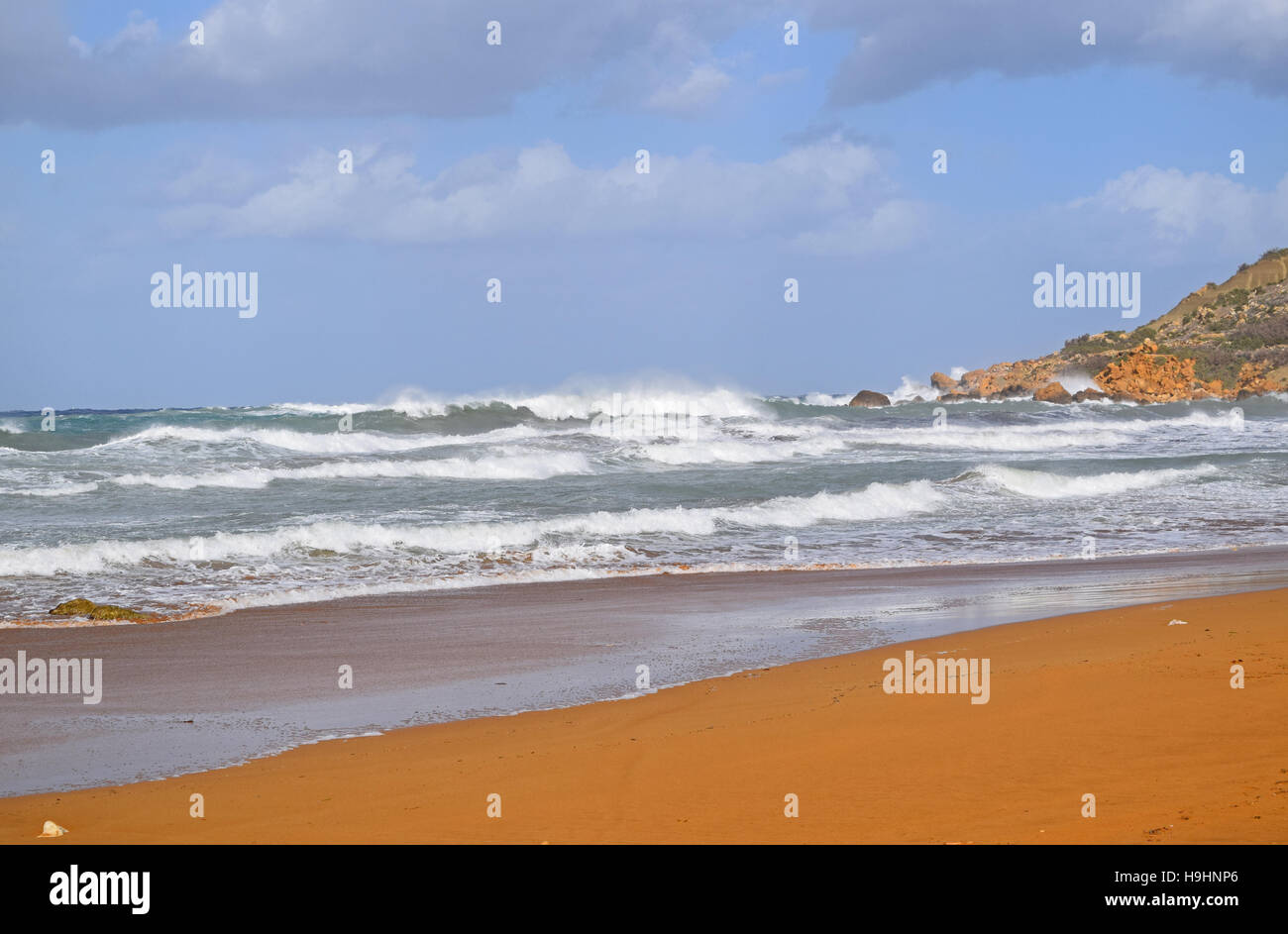 Ramla Bay in a gale Stock Photo - Alamy