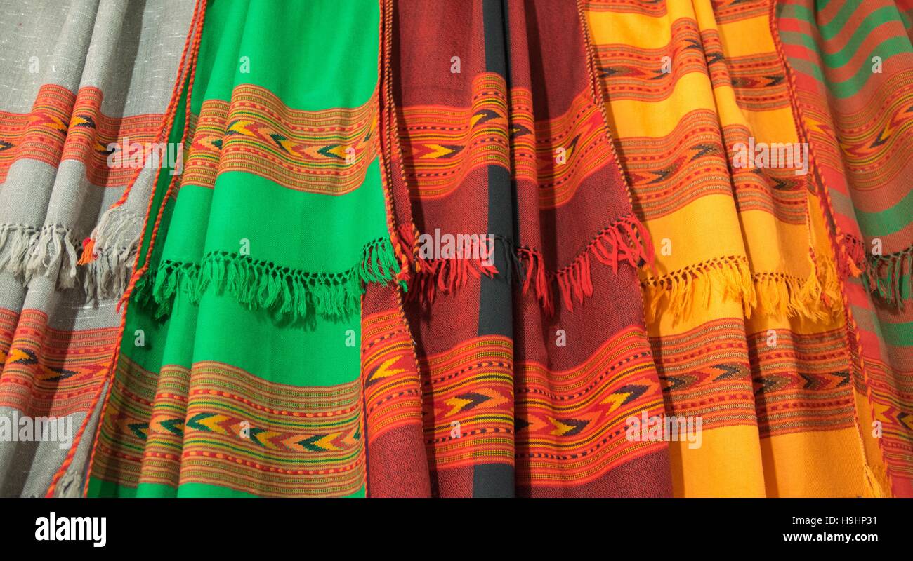 Bright oriental coloured cloth fabric background from Nepal and India ...