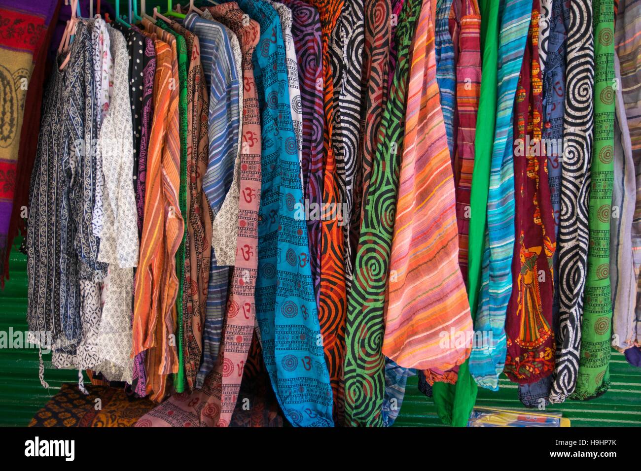 Bright oriental coloured cloth fabric background from Nepal and India ...