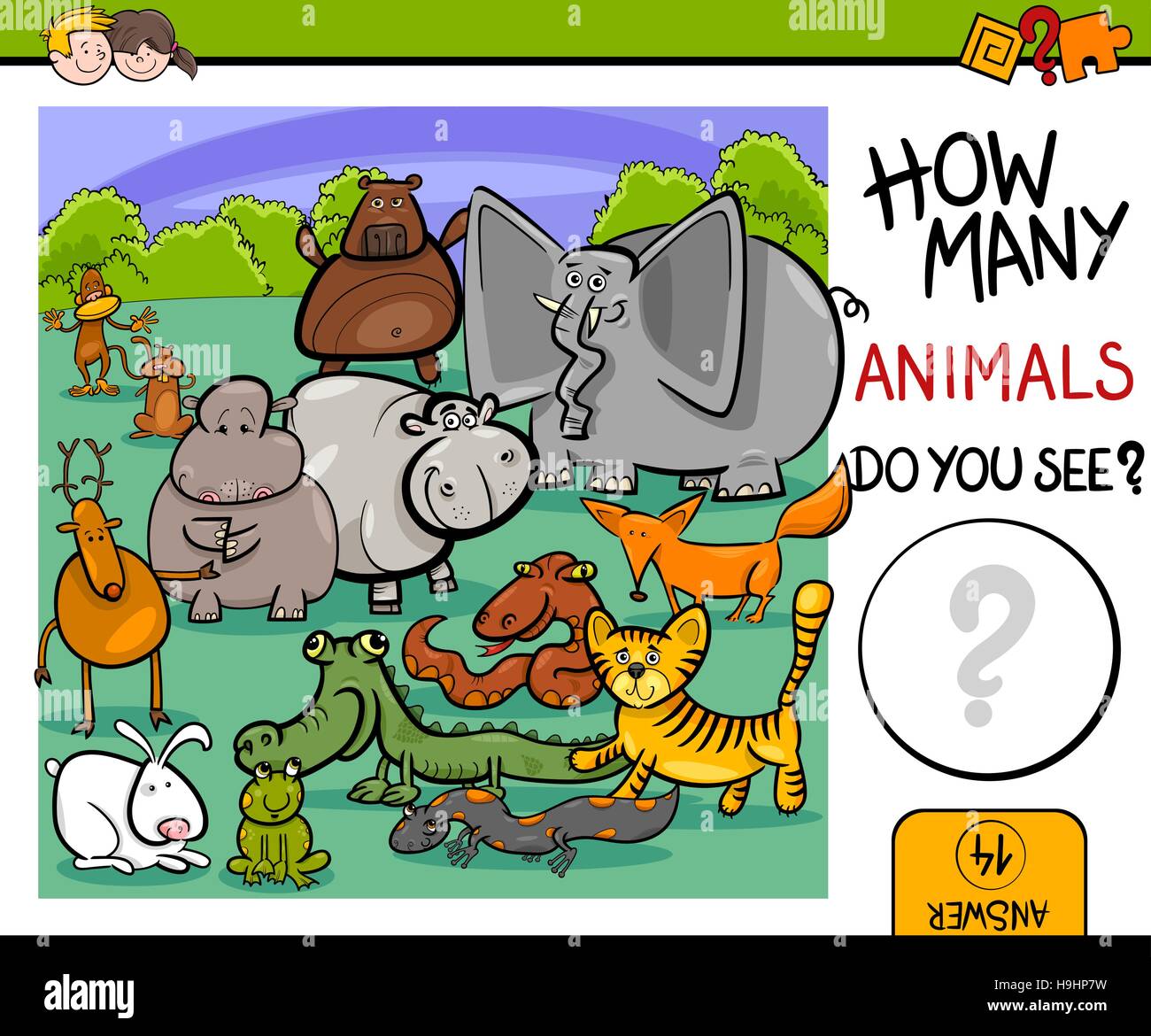 Cartoon Illustration of Educational Counting Maths Activity for ...