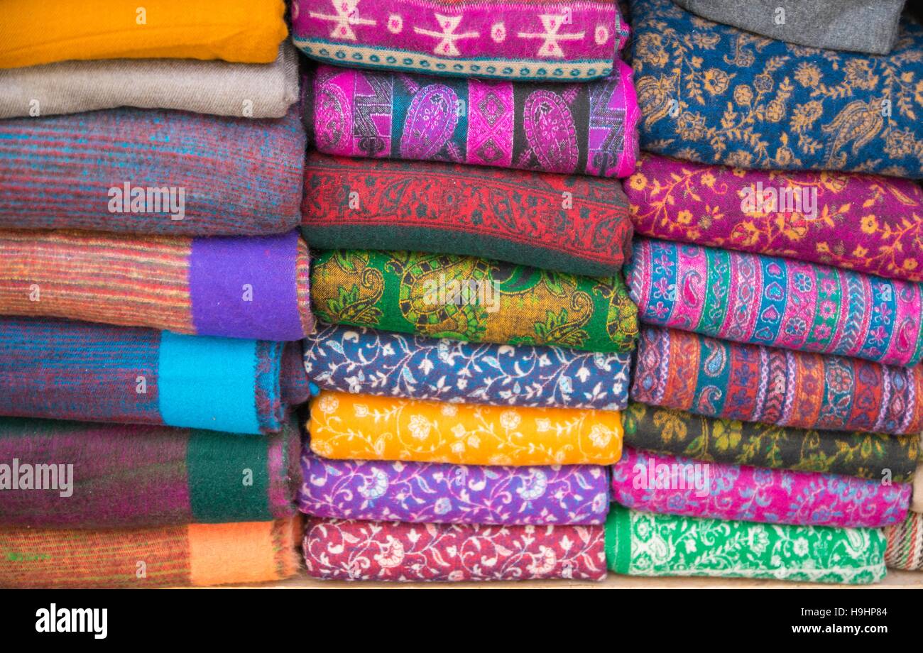Bright oriental coloured cloth fabric background from Nepal and India ...