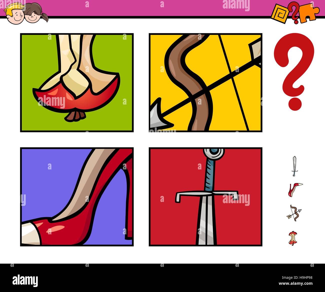 Cartoon Illustration of Educational Activity Task of Guessing Objects ...