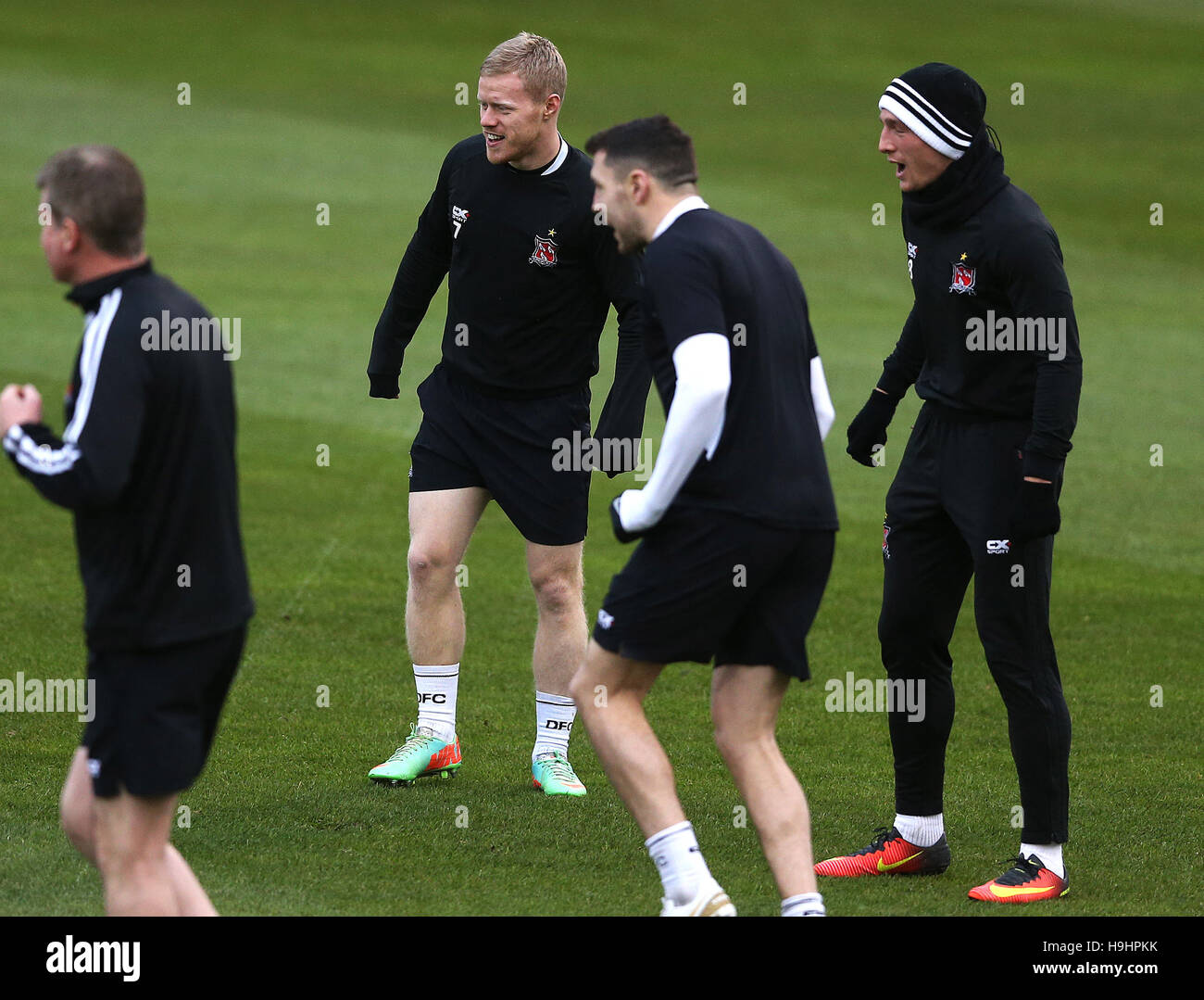 Dundalk's Daryl Horgan and John Mountney (right) during the training ...