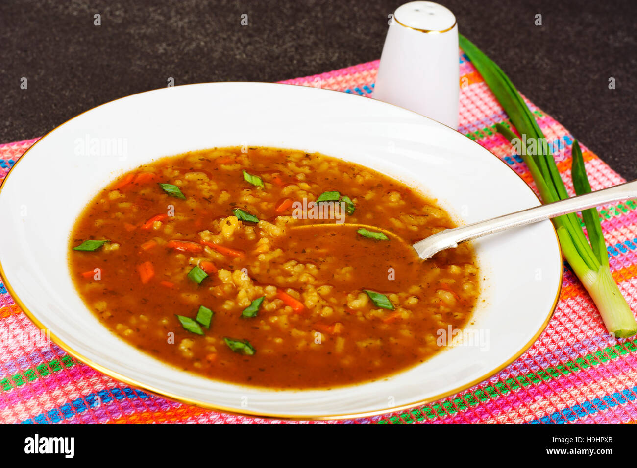 Soup Kharcho with Rice and Vegetables, Curry, Chili Studio Photo Stock ...