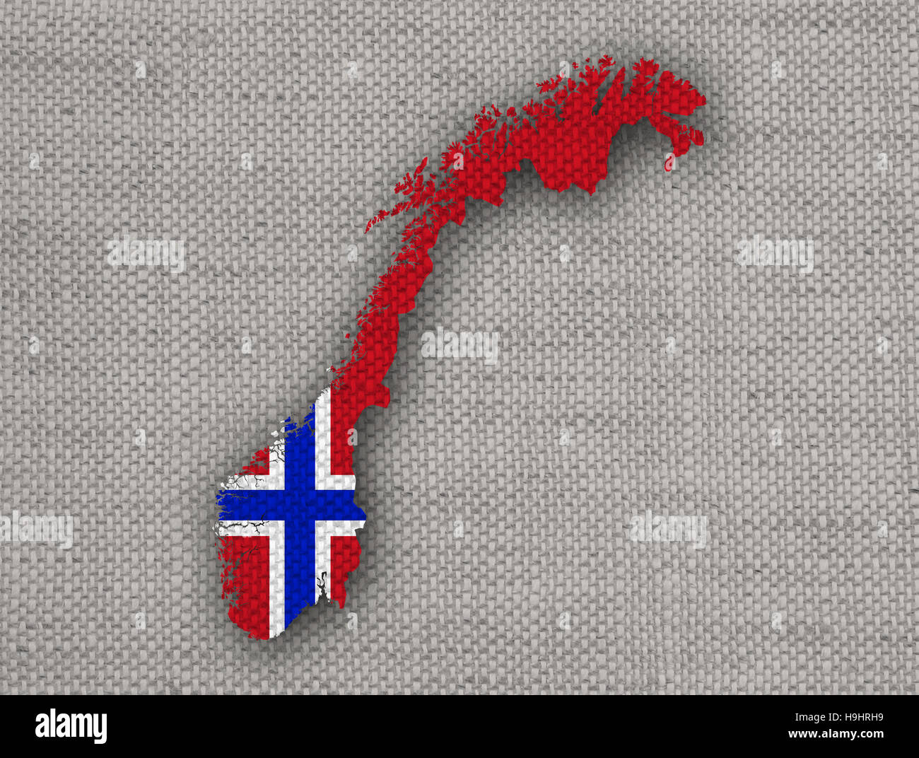 Map and flag of Norway on linen Stock Photo - Alamy