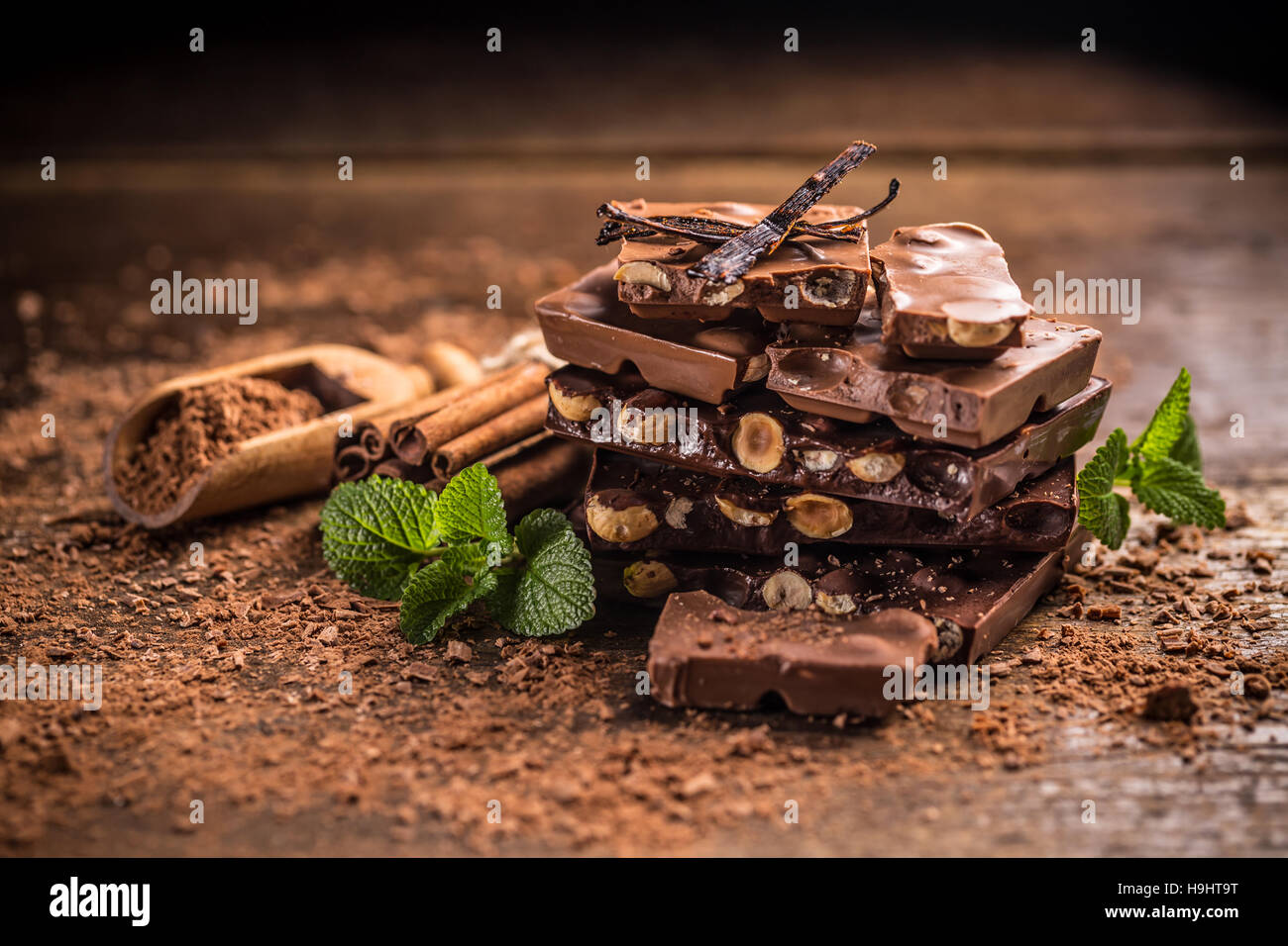 Broken chocolate bar Stock Photo - Alamy