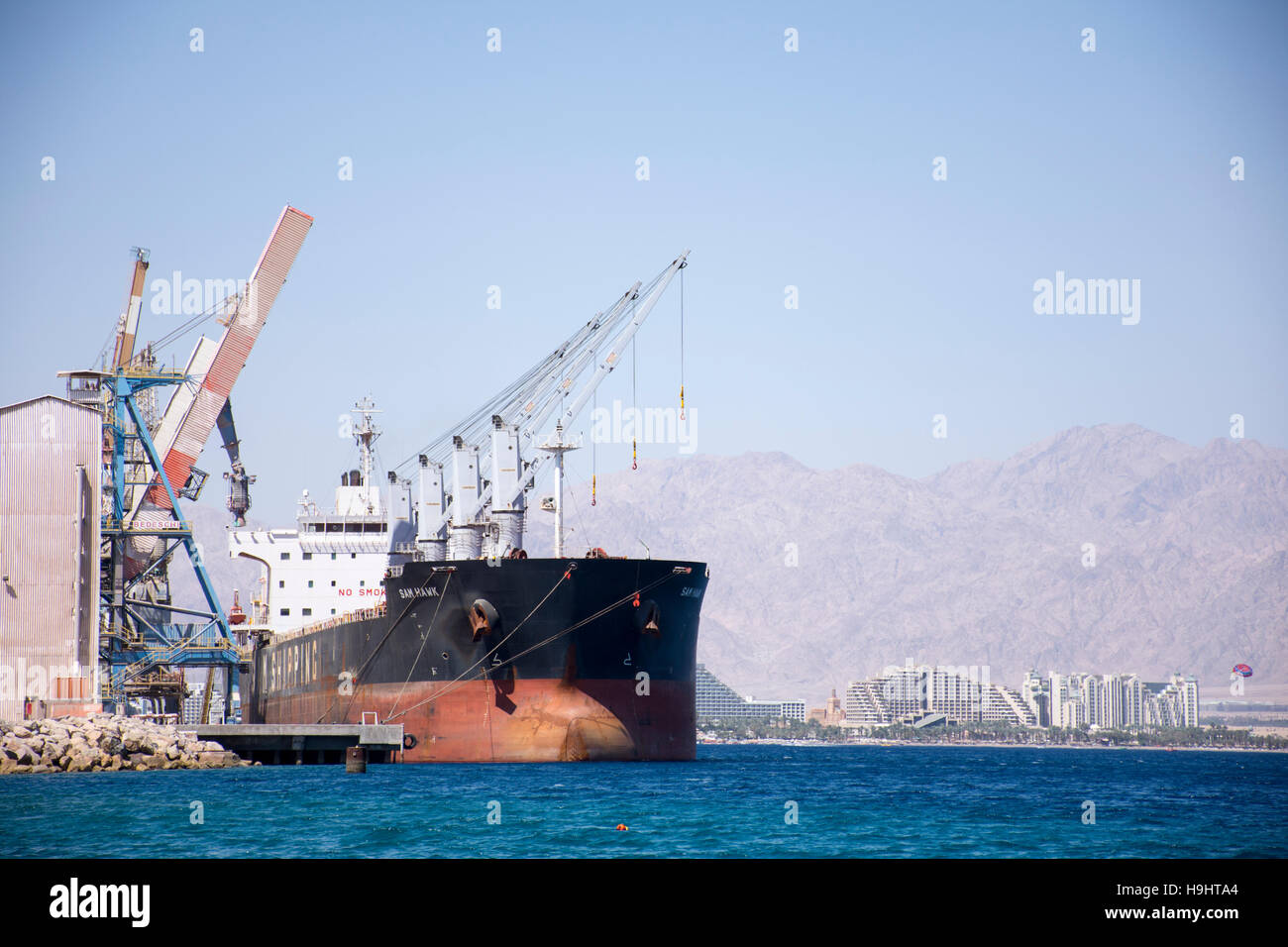 ship Anchors in Eilat port in israel Stock Photo - Alamy