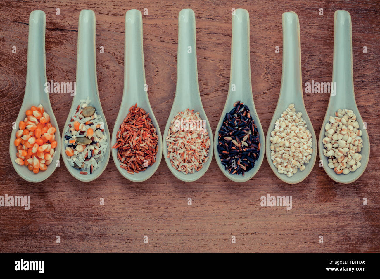 Mixed Whole grain Traditional Thai rice in the spoon best rice f Stock ...