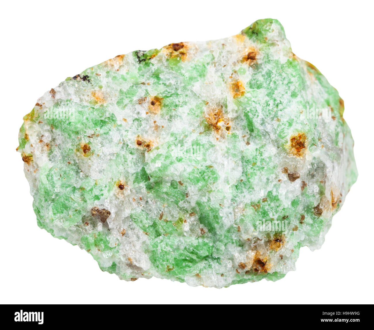 macro shooting of specimen of natural mineral - green Edenite crystals ...