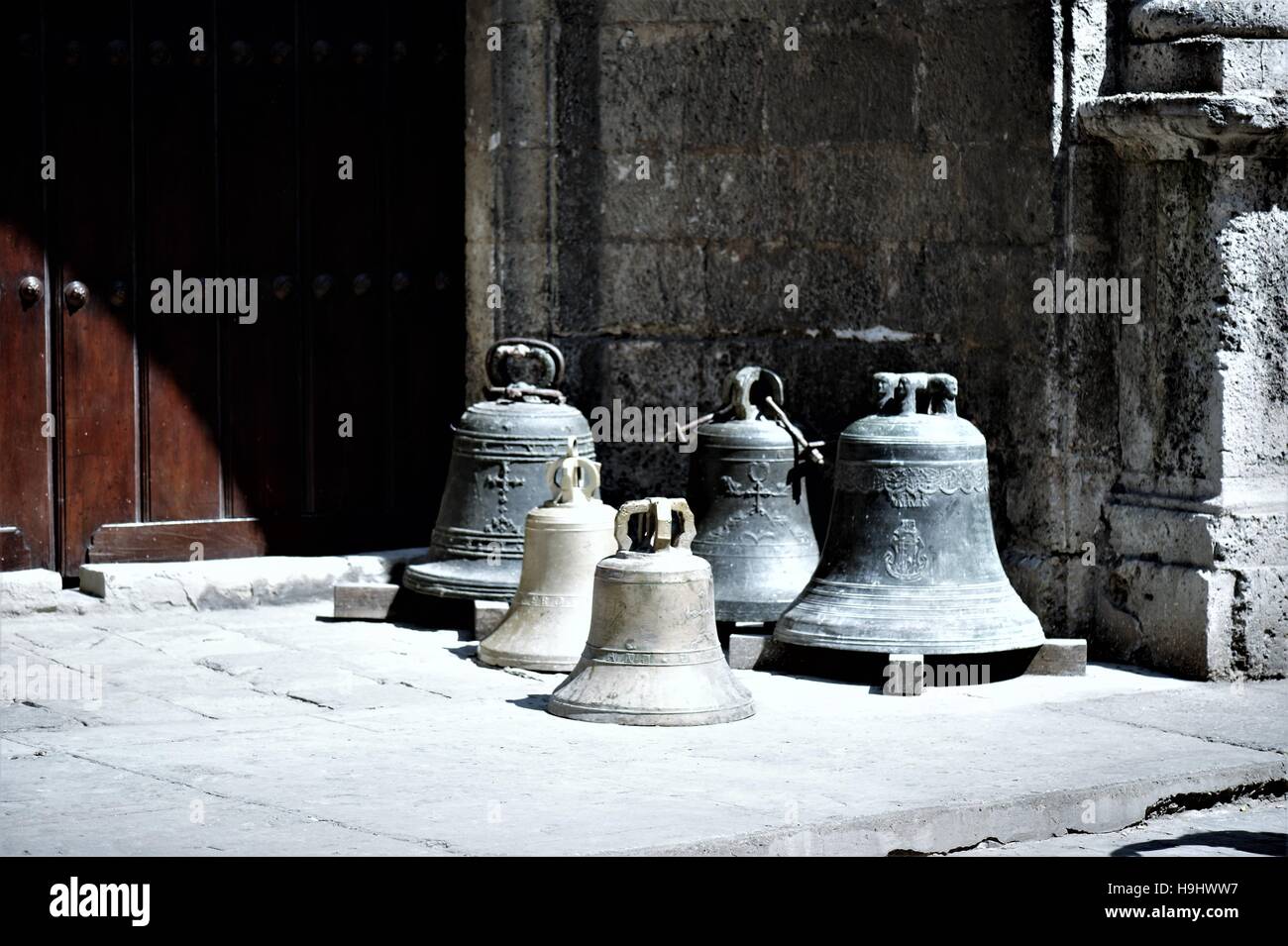Church bells outside a door in Havana, Cuba Stock Photo - Alamy