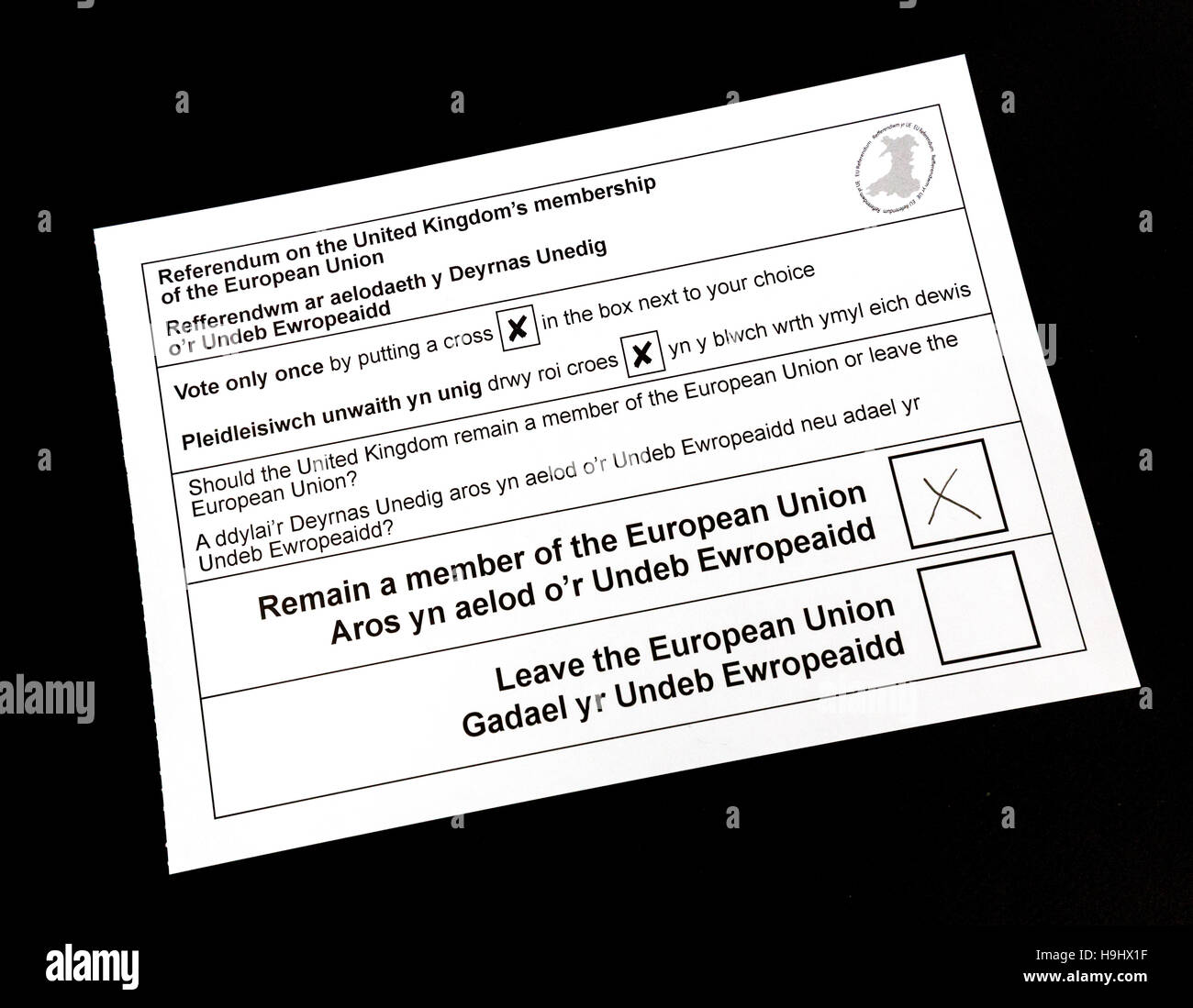 Voting paper for the 2016 UK referendum on remaining or leaving the ...