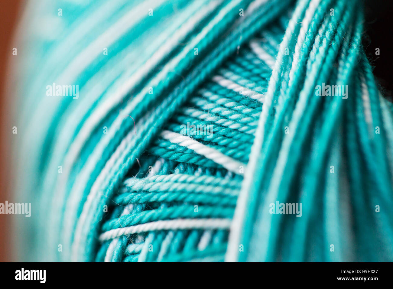 close up of turquoise knitting yarn ball Stock Photo - Alamy