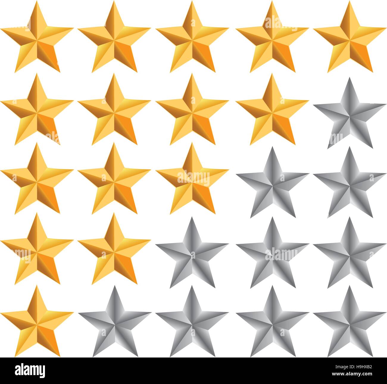 Five golden rating star vector illustration in white background Stock ...