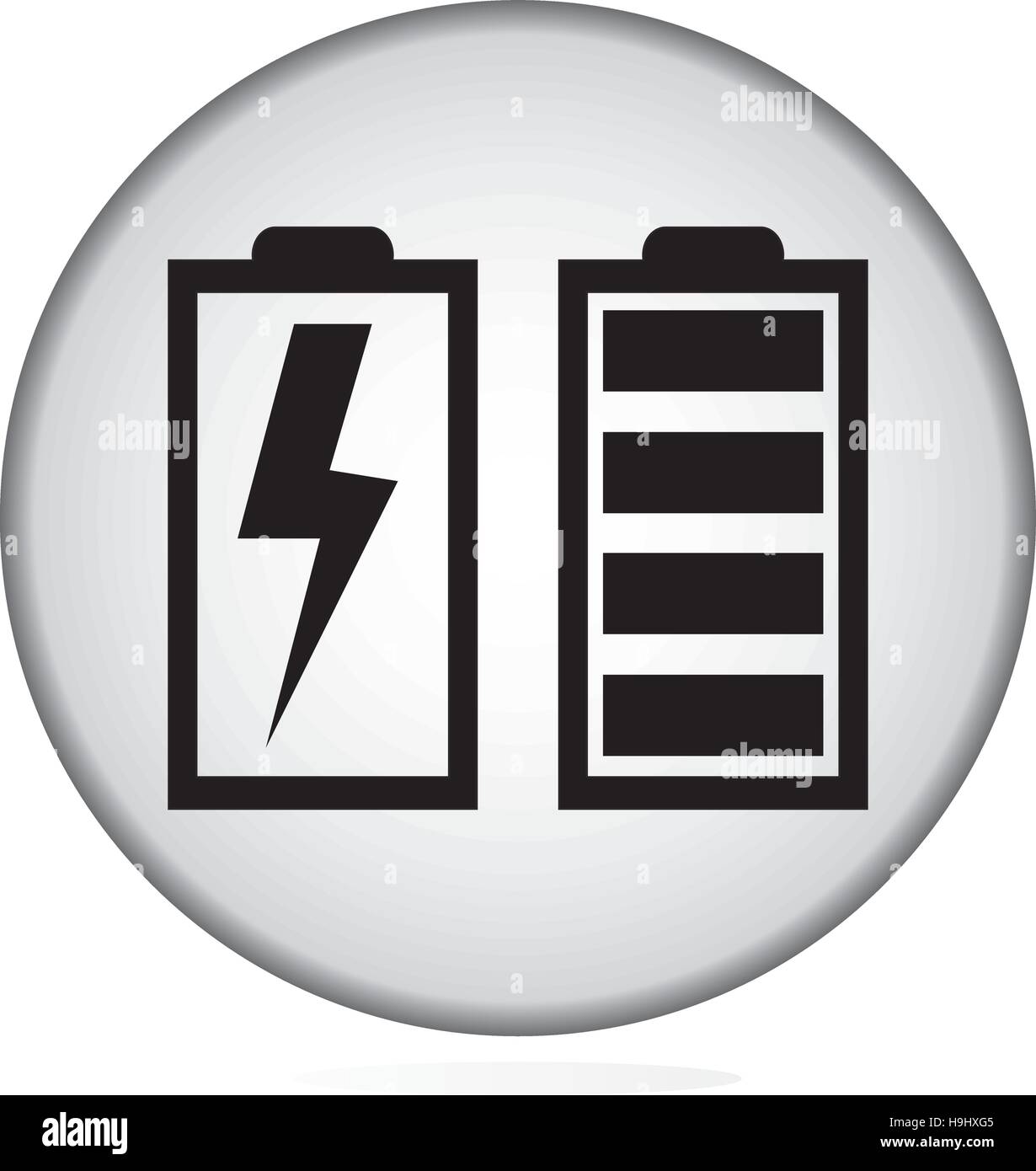 Full battery icon on white round vector button hi-res stock photography ...