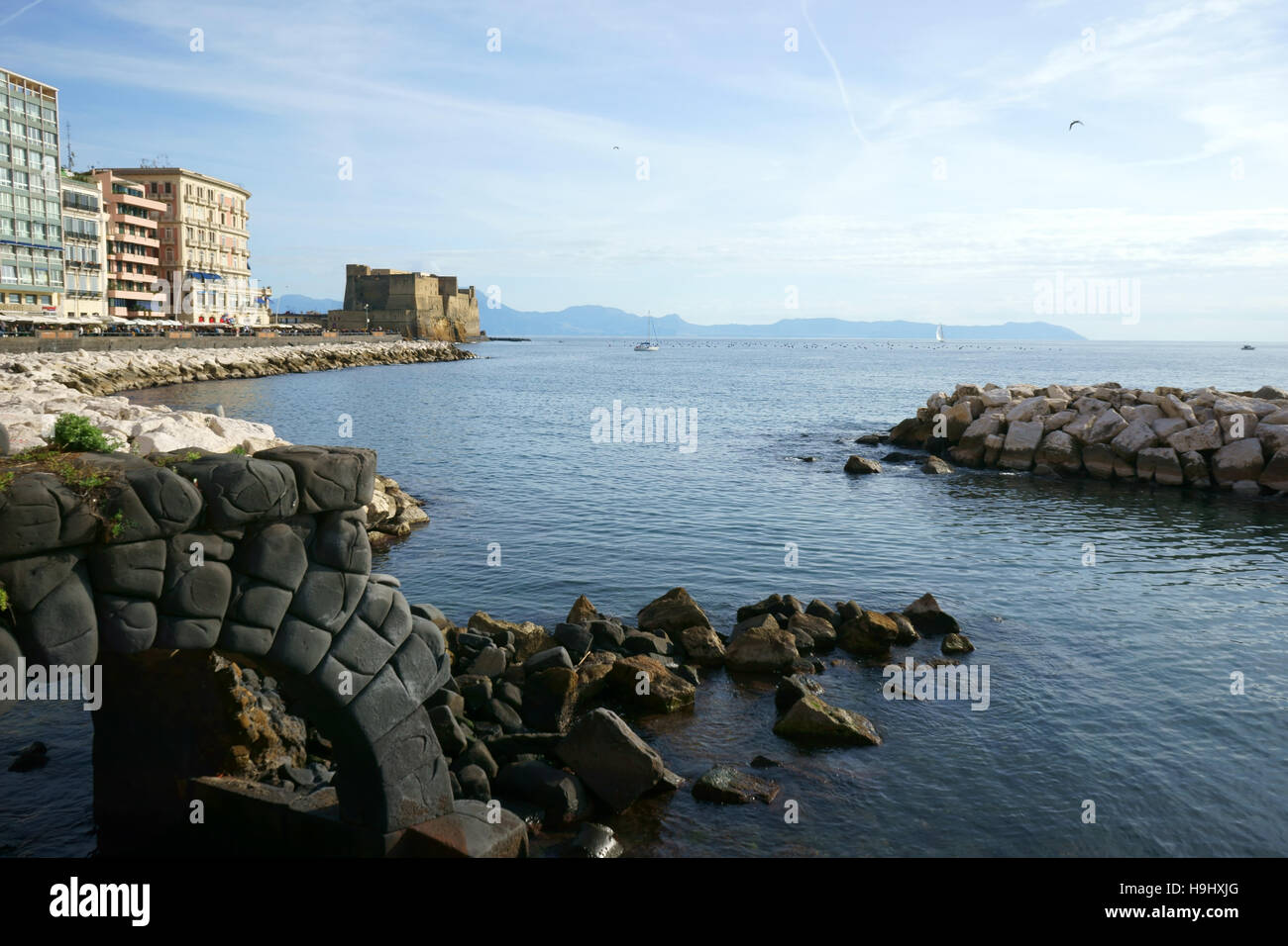 Naples, Italy, via Caracciolo and Castel dell'ovo Stock Photo - Alamy