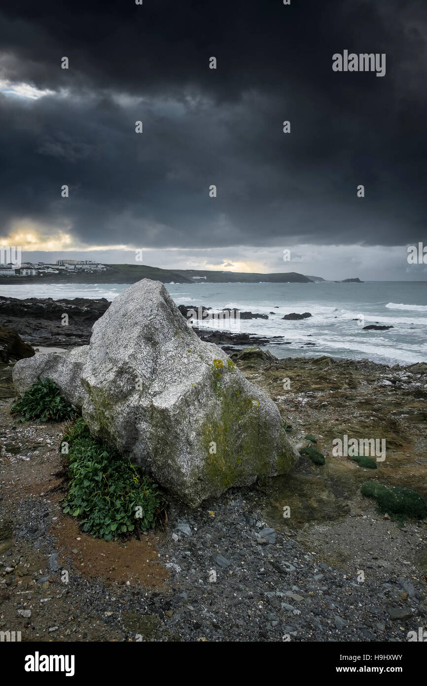 Storm Angus approaches the North Cornwall coast in Cornwall Stock Photo ...
