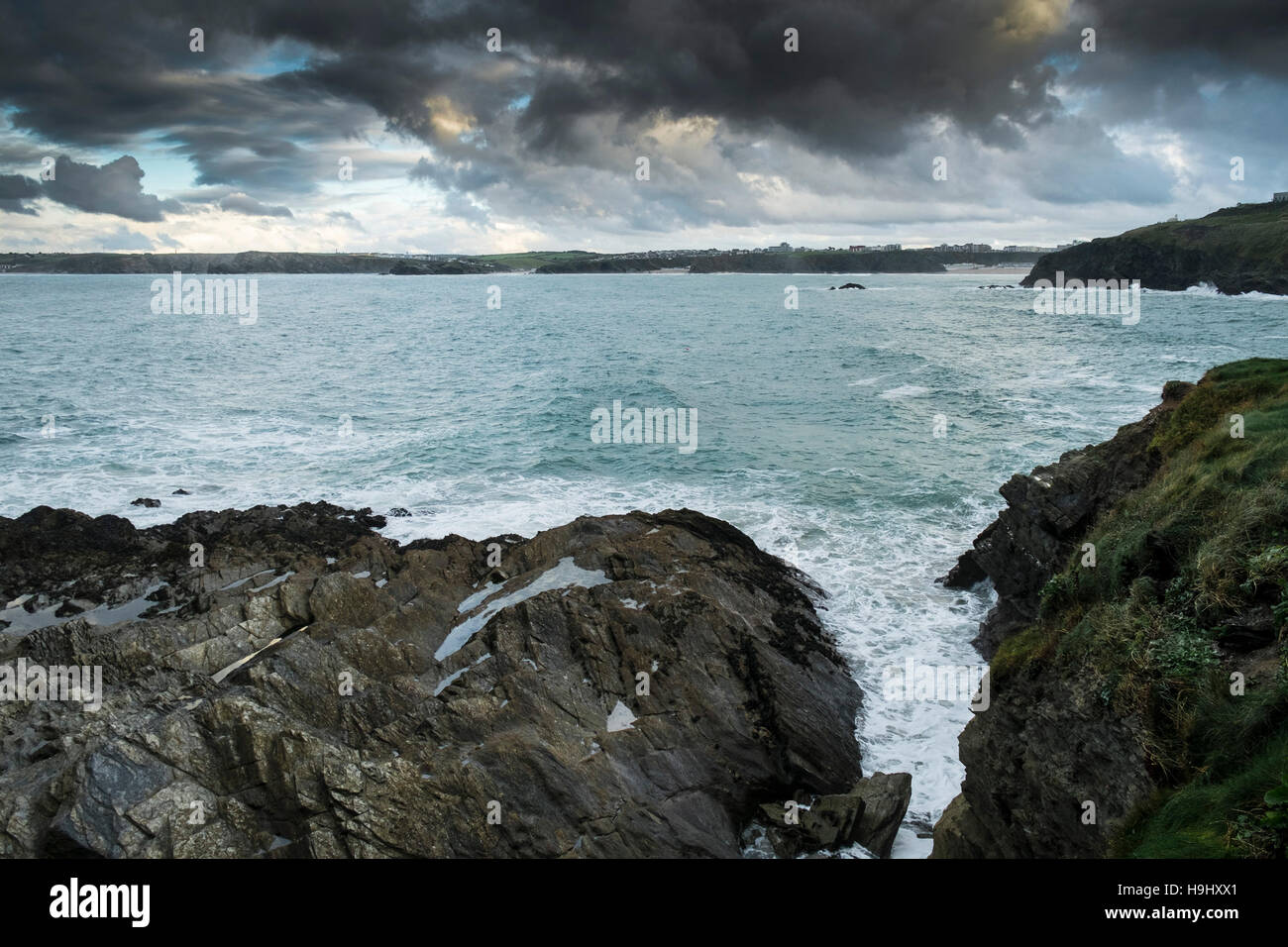 Storm Angus approaches Little Fistral on the North Cornwall coast. UK ...