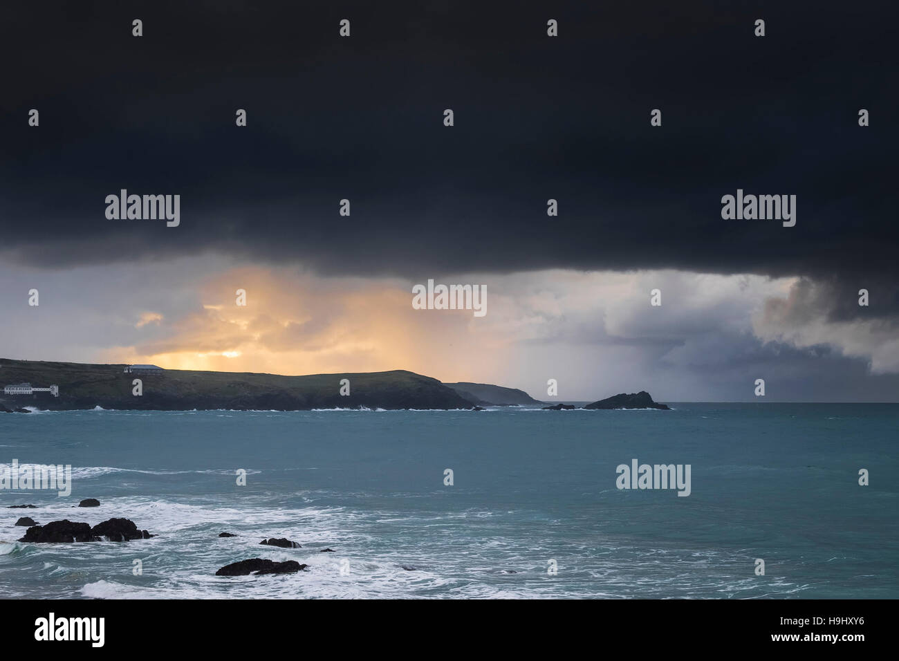 Storm Angus approaches the North Cornwall coast. UK weather Stock Photo ...